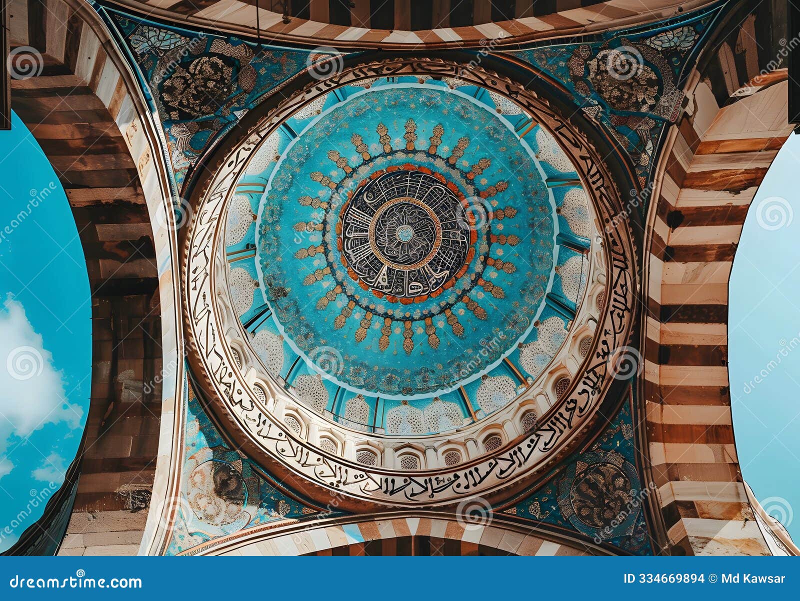 Islamic Geometric Patterns Dome Ceiling Stock Illustration ...