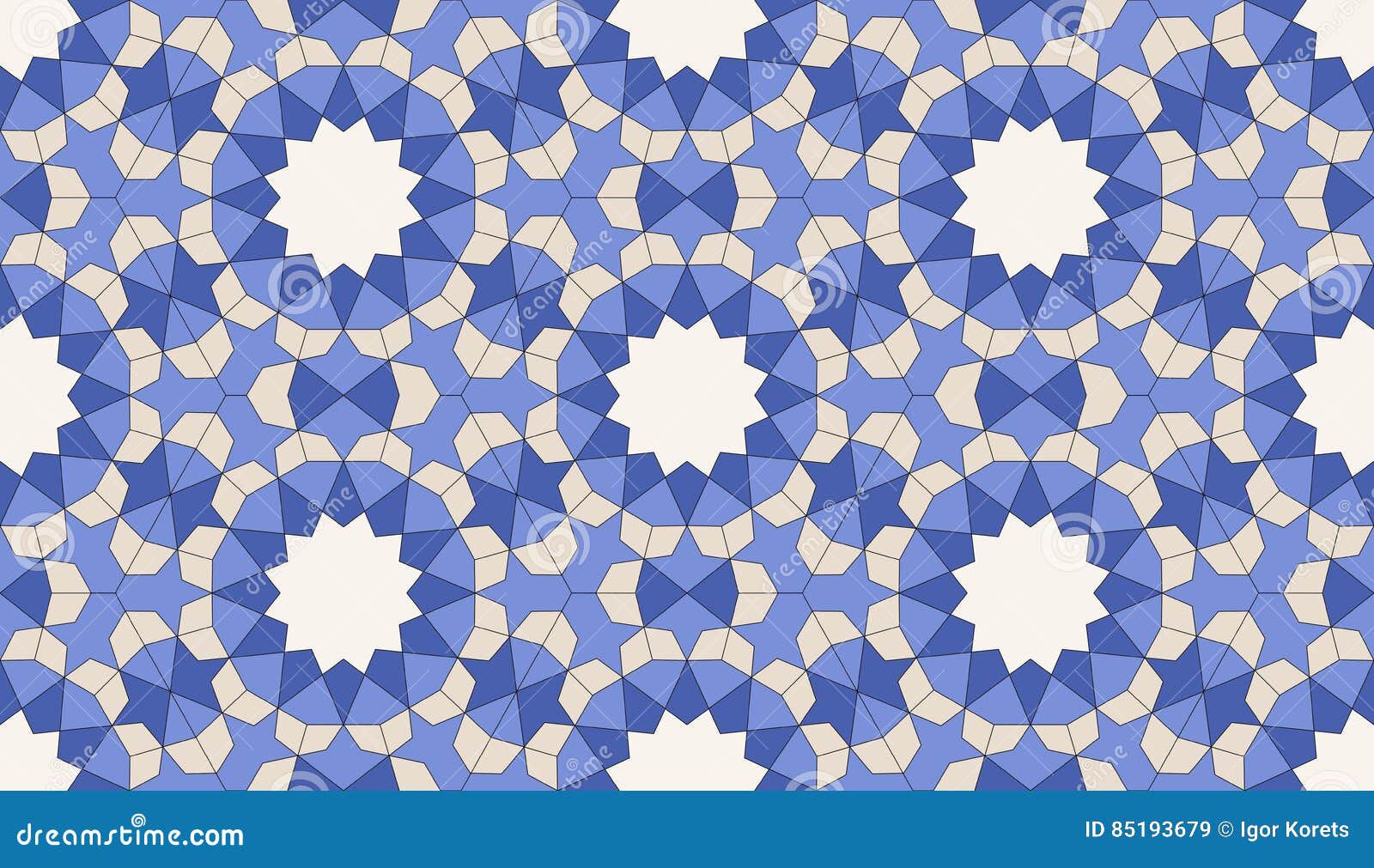 Islamic Geometric Seamless Pattern, Background in Shades of Blue ...