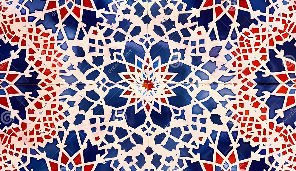 Islamic Geometric Tile Pattern Red Blue Stock Illustration ...