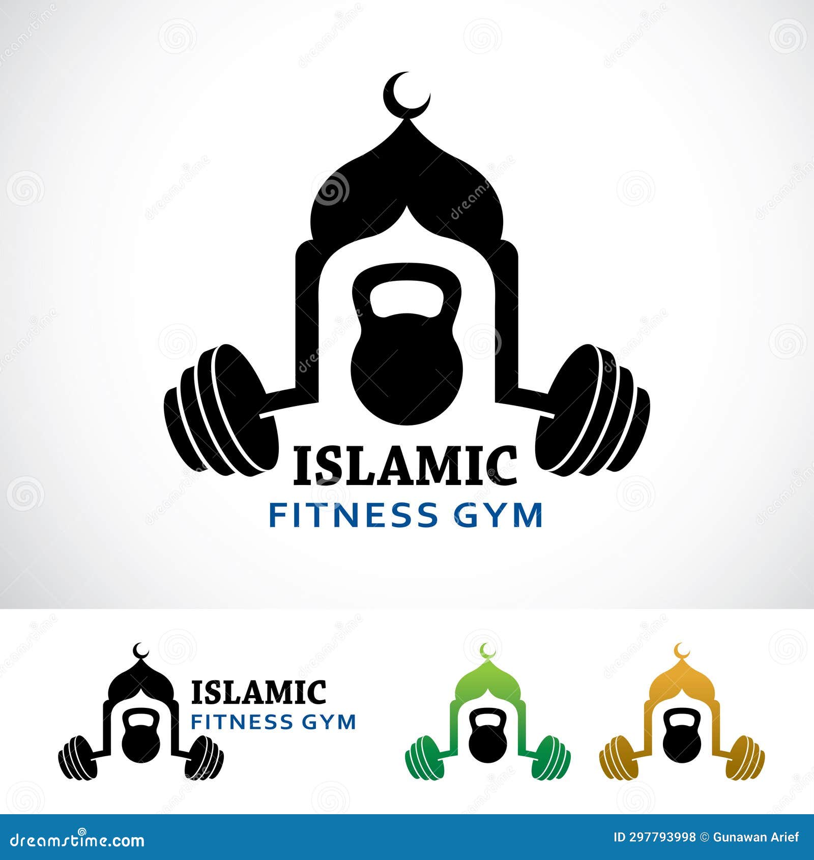 Islamic Gym Logo Design Template Stock Illustration - Illustration of ...