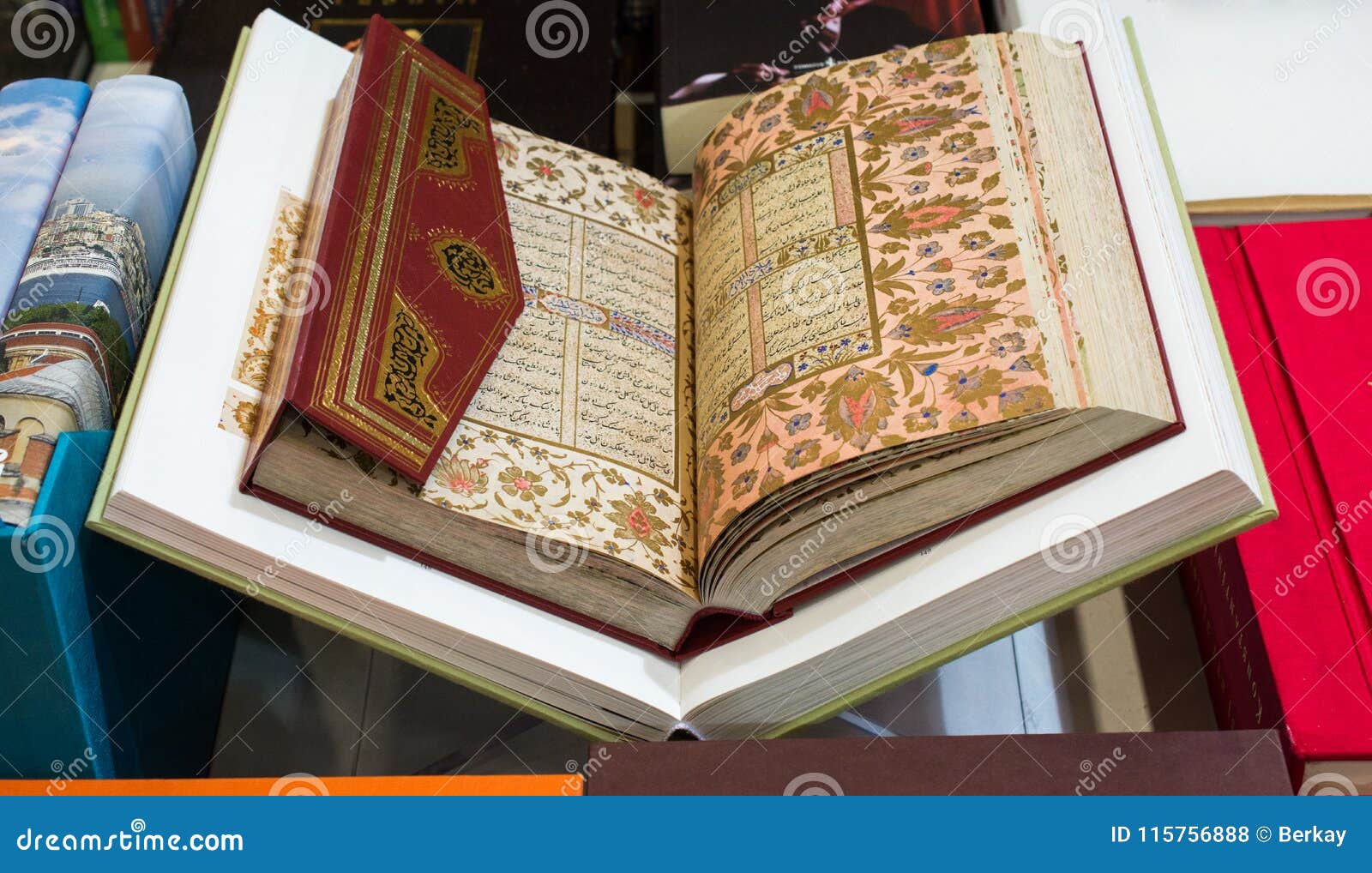 Holy Book Quran with Open Pages Stock Photo - Image of allah, arabic ...