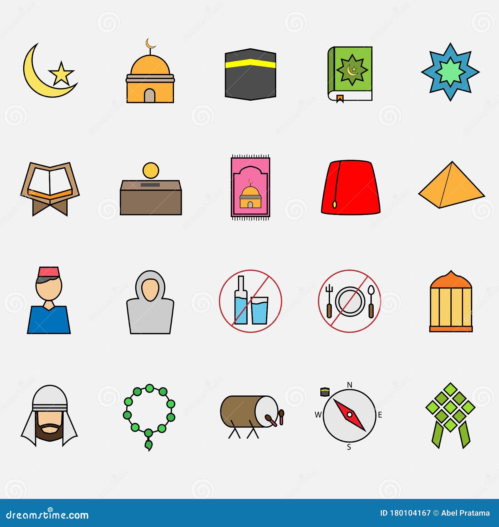 Islamic Icon set stock vector. Illustration of koran - 180104167