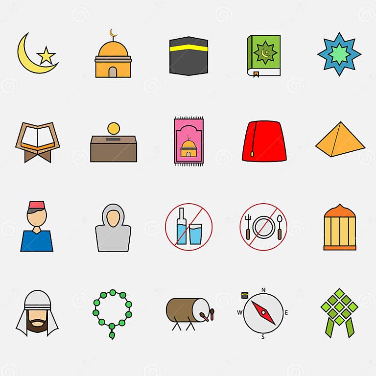 Islamic Icon set stock vector. Illustration of koran - 180104167