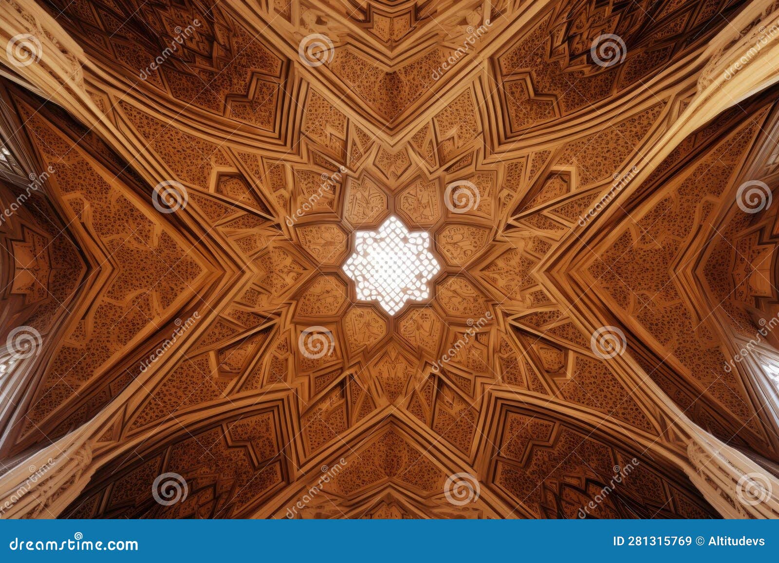 Islamic-inspired Geometric Patterns on an Ornate Ceiling Stock ...