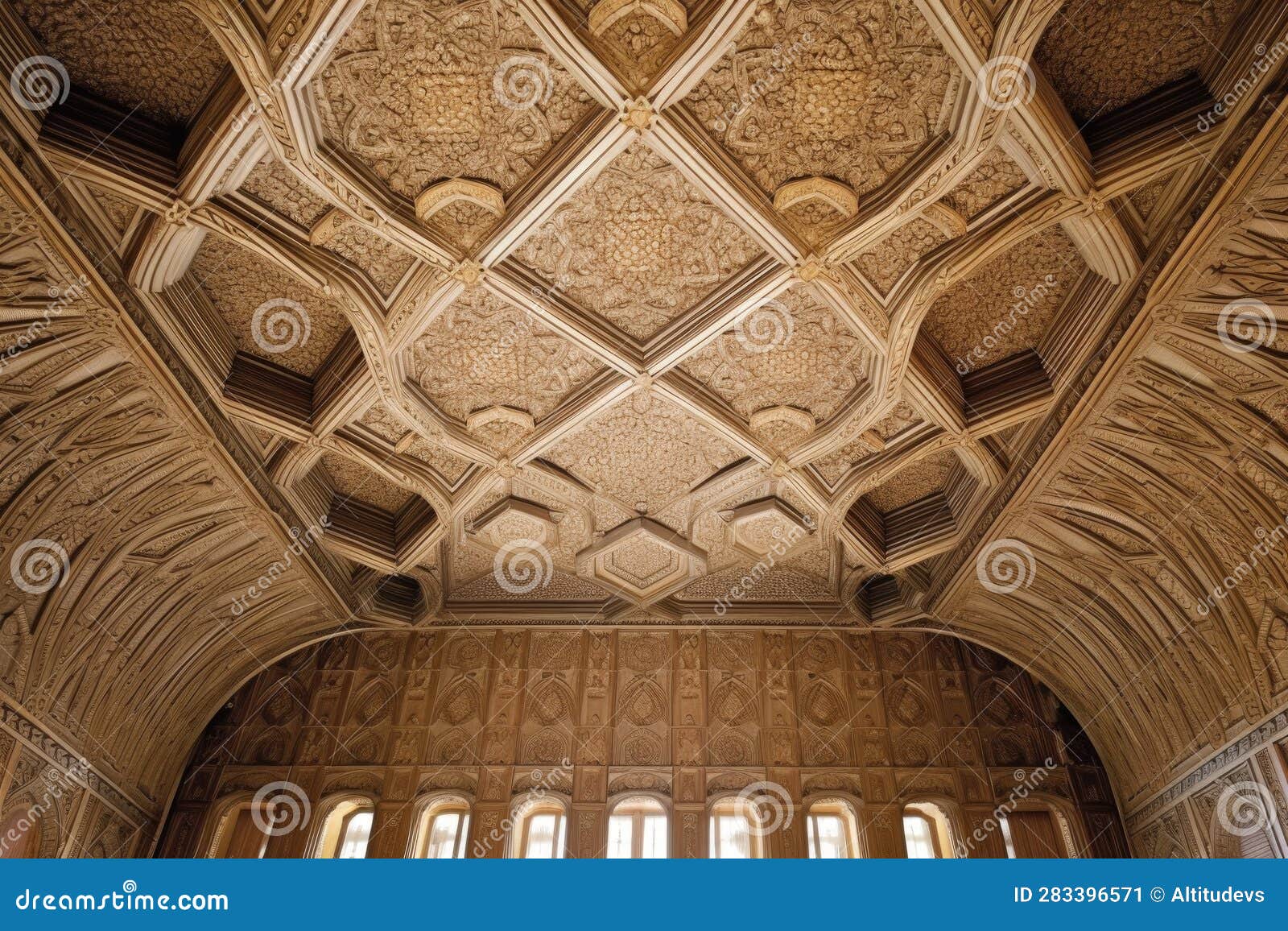 Islamic-inspired Geometric Patterns on an Ornate Ceiling Stock ...