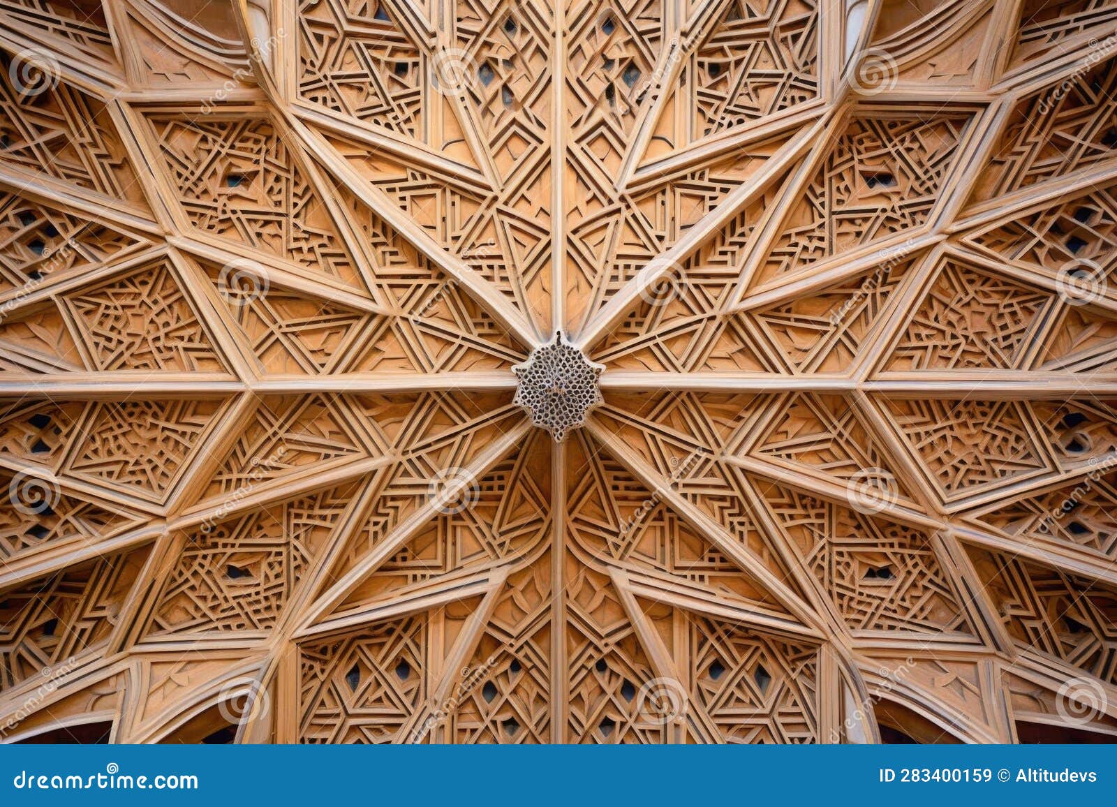 Islamic-inspired Geometric Patterns on an Ornate Ceiling Stock ...