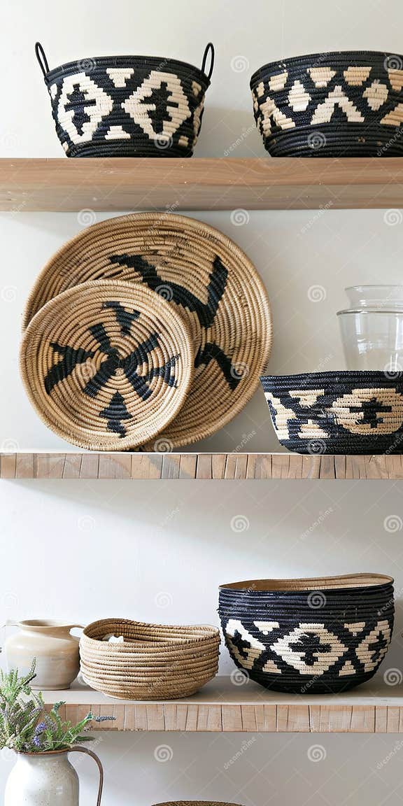 Islamic-inspired Woven Baskets with Geometric Patterns Stock ...