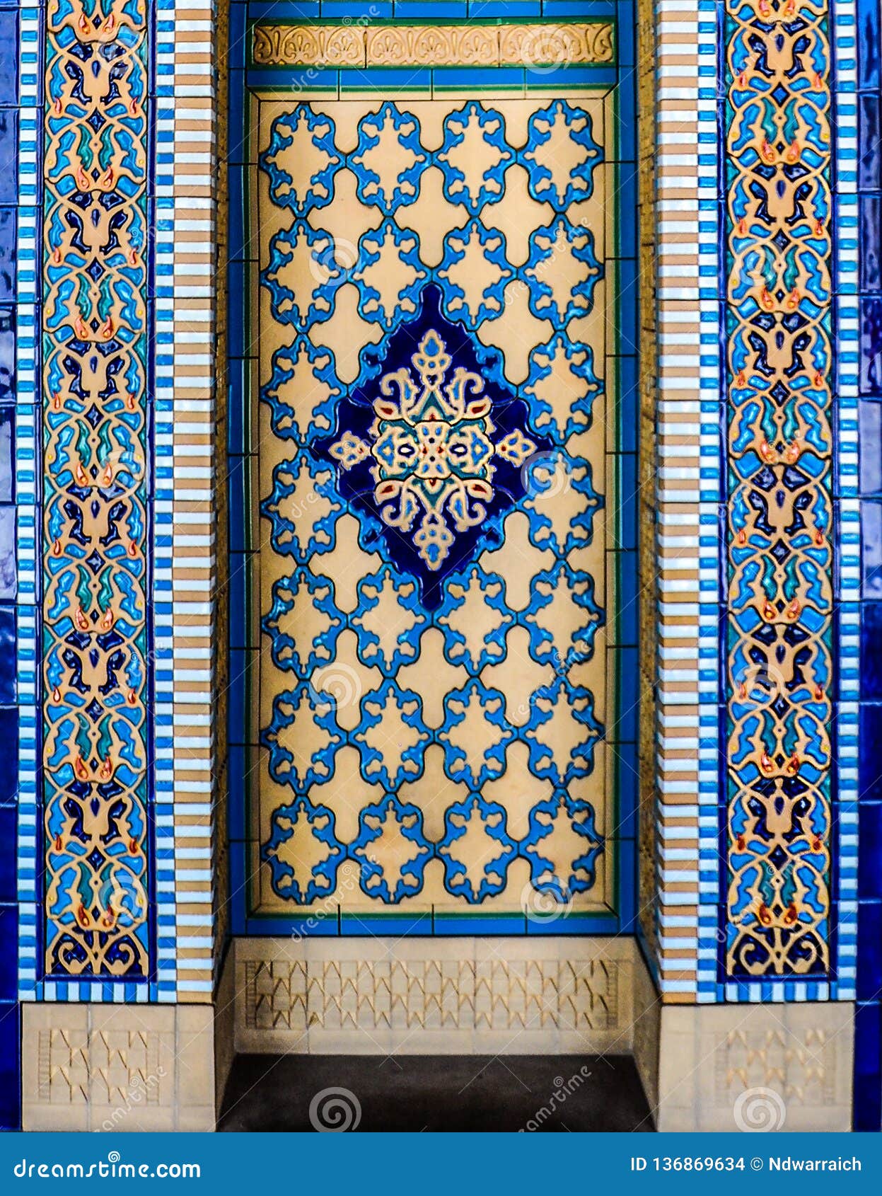 Islamic Mosaic Pattern with Blue Tiles Stock Photo - Image of blue ...