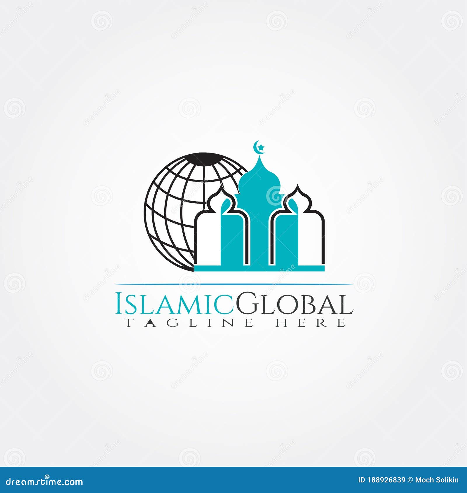 Islamic Logo Template,mosque and Globe Icon Combination ,illustration ...