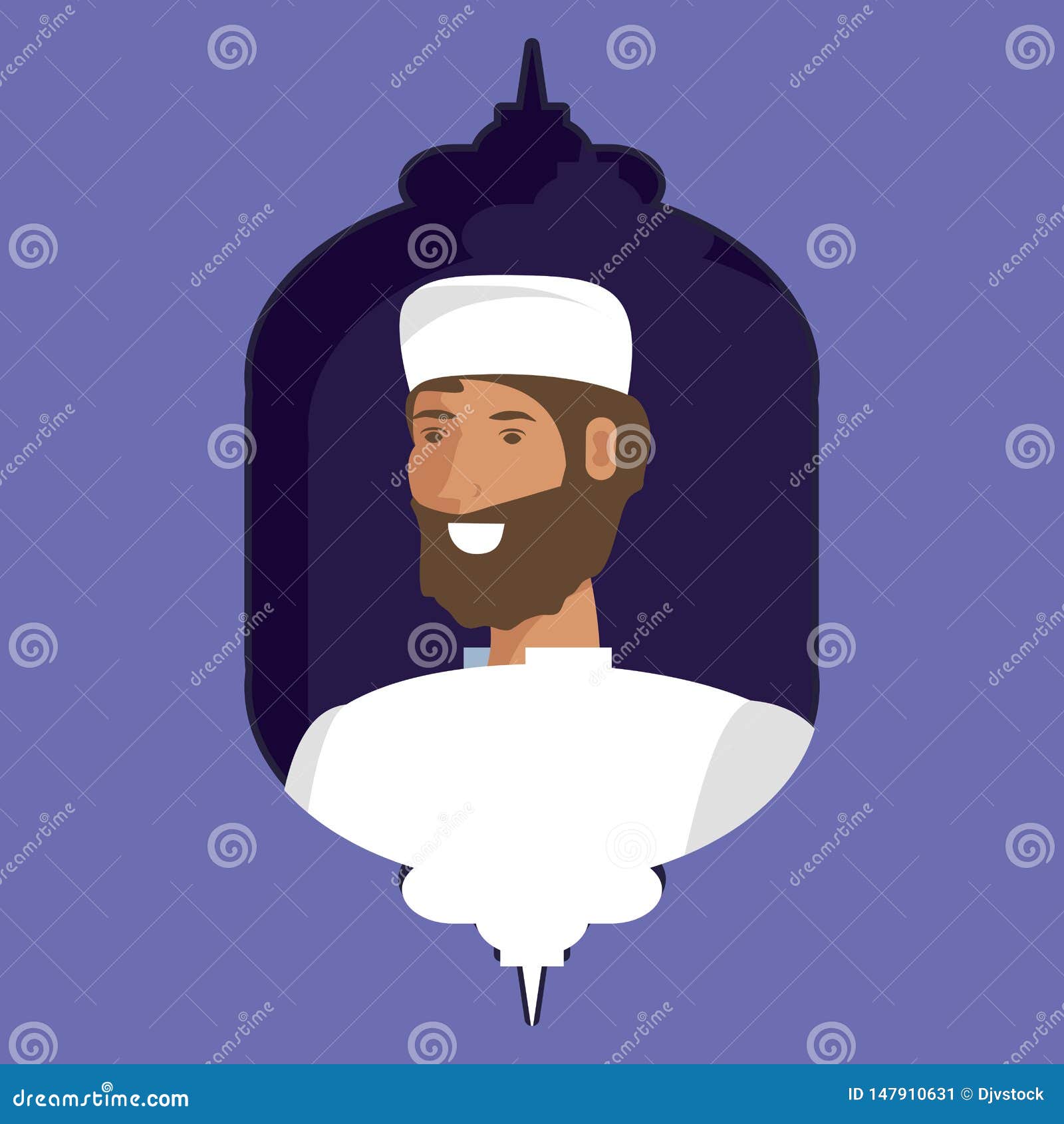 Islamic man with beard stock illustration. Illustration of arabian ...