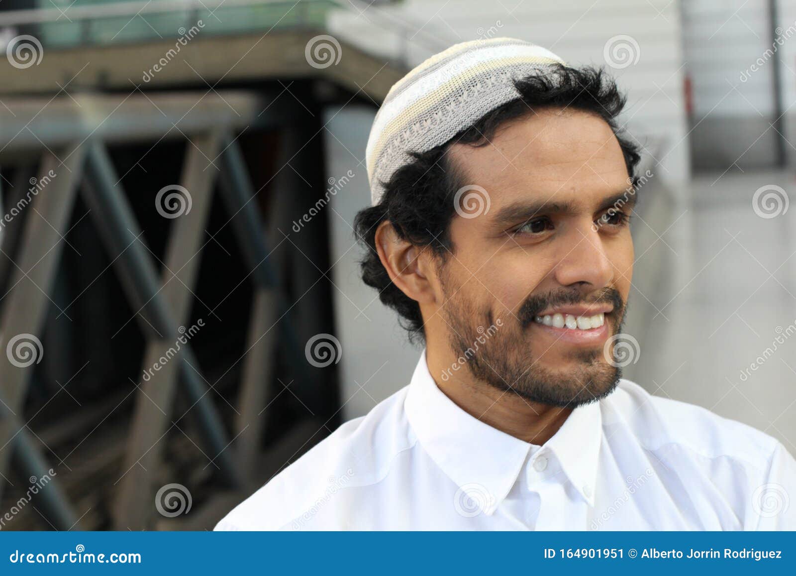 Islamic Man Smiling and Looking Away Stock Image - Image of cute ...