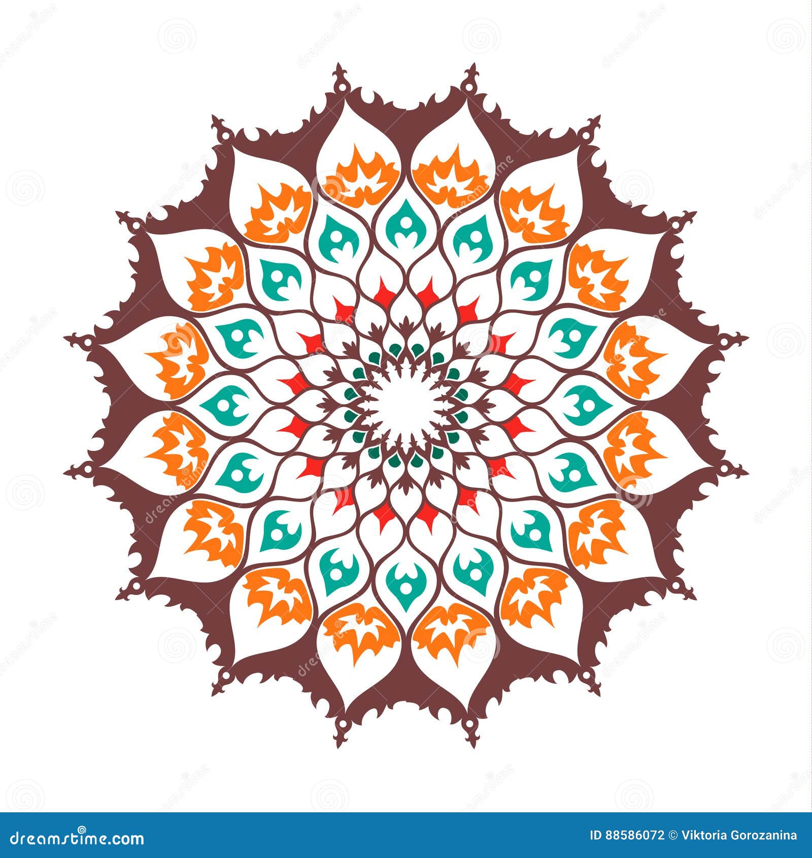 Islamic Round Pattern. Eastern Decoration on White Vector. Traditional ...