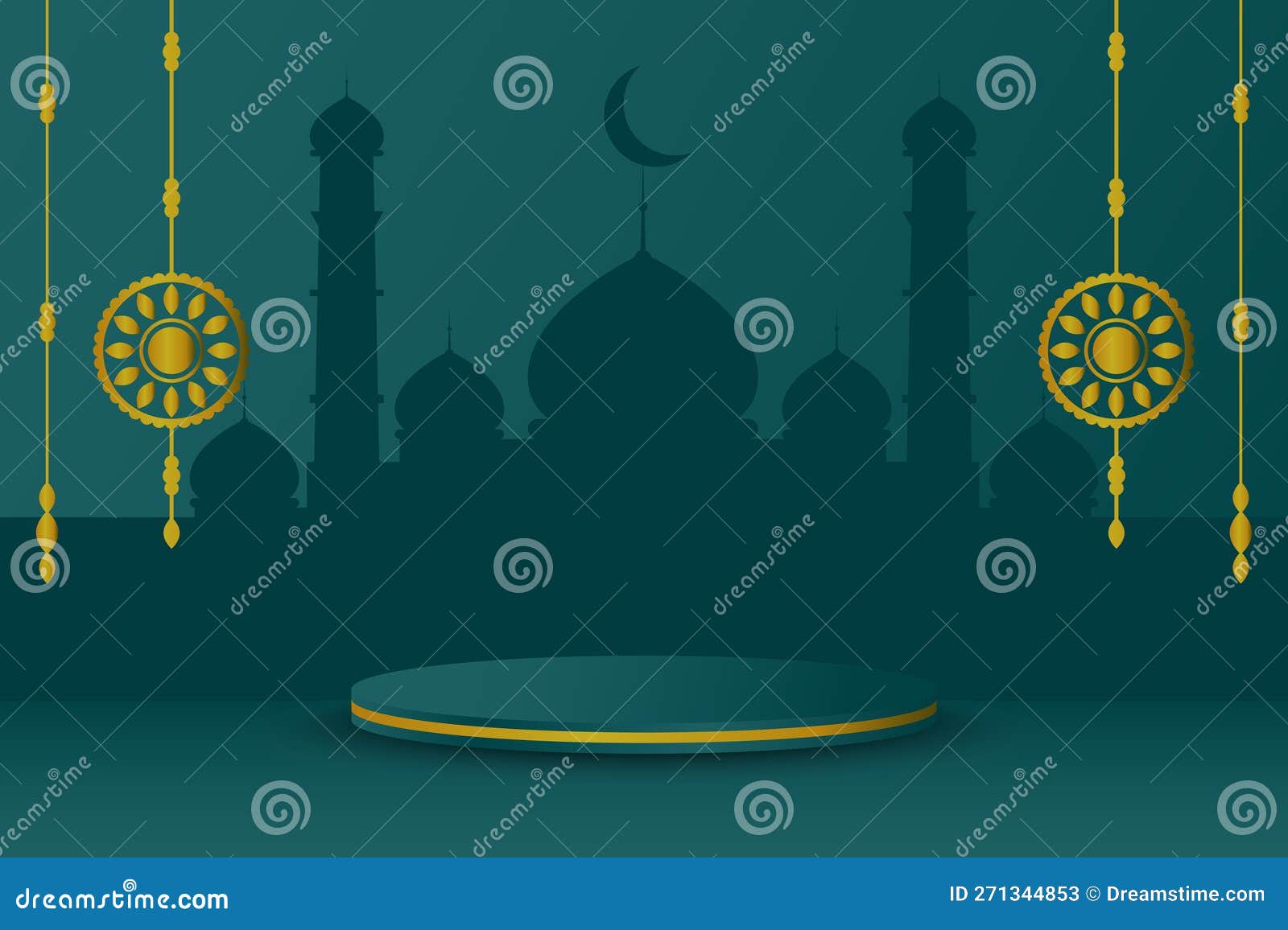 Islamic Minimal Cylindrical Ramadan Platform. 3d Vector Podium for ...