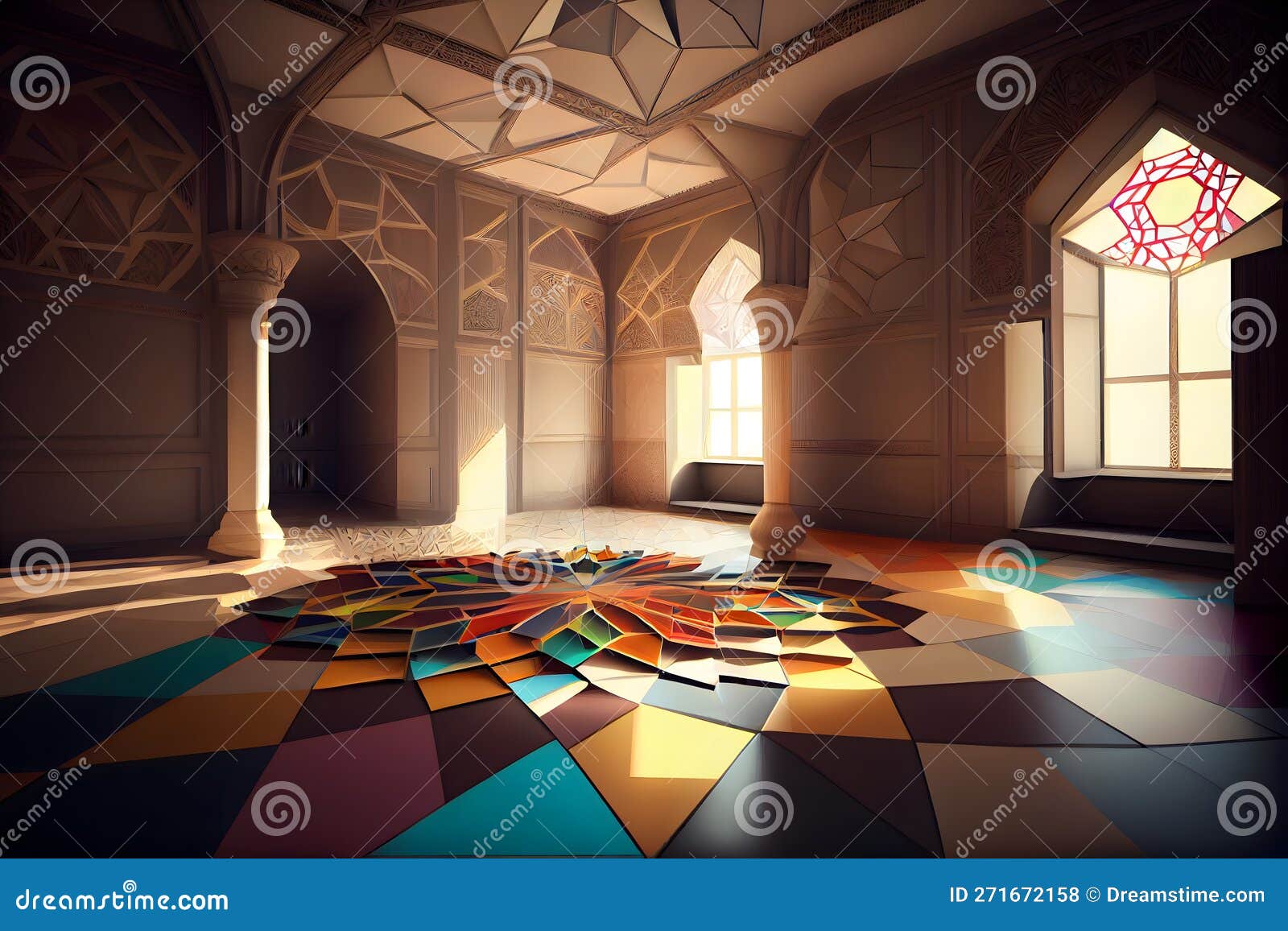 Islamic Modern Room Interior with Polygon Shape, Ai Generative Stock ...