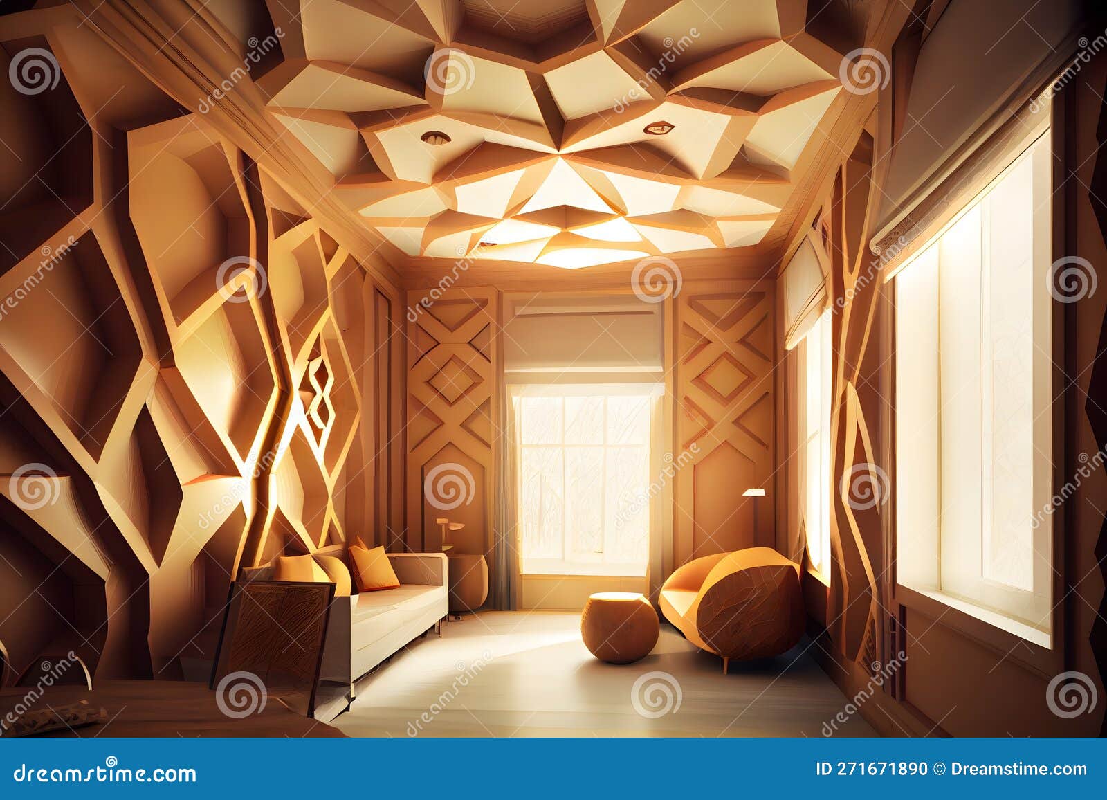 Islamic Modern Room Interior with Polygon Shape, Ai Generative Stock ...