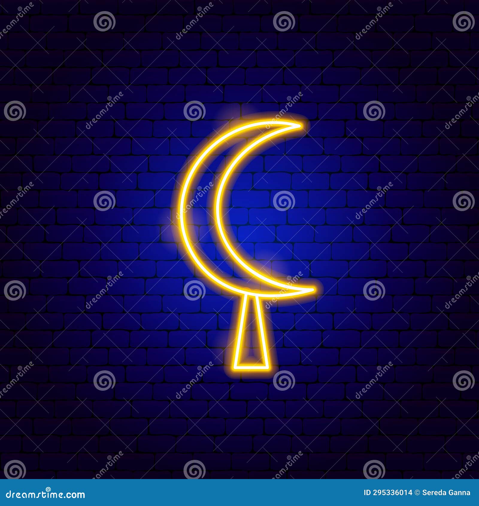 Islamic Moon Neon Sign stock vector. Illustration of lantern - 295336014