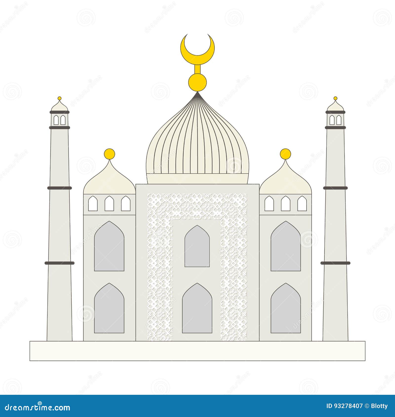 Islamic Mosque Flat Cartoon Style Stock Vector - Illustration of card ...