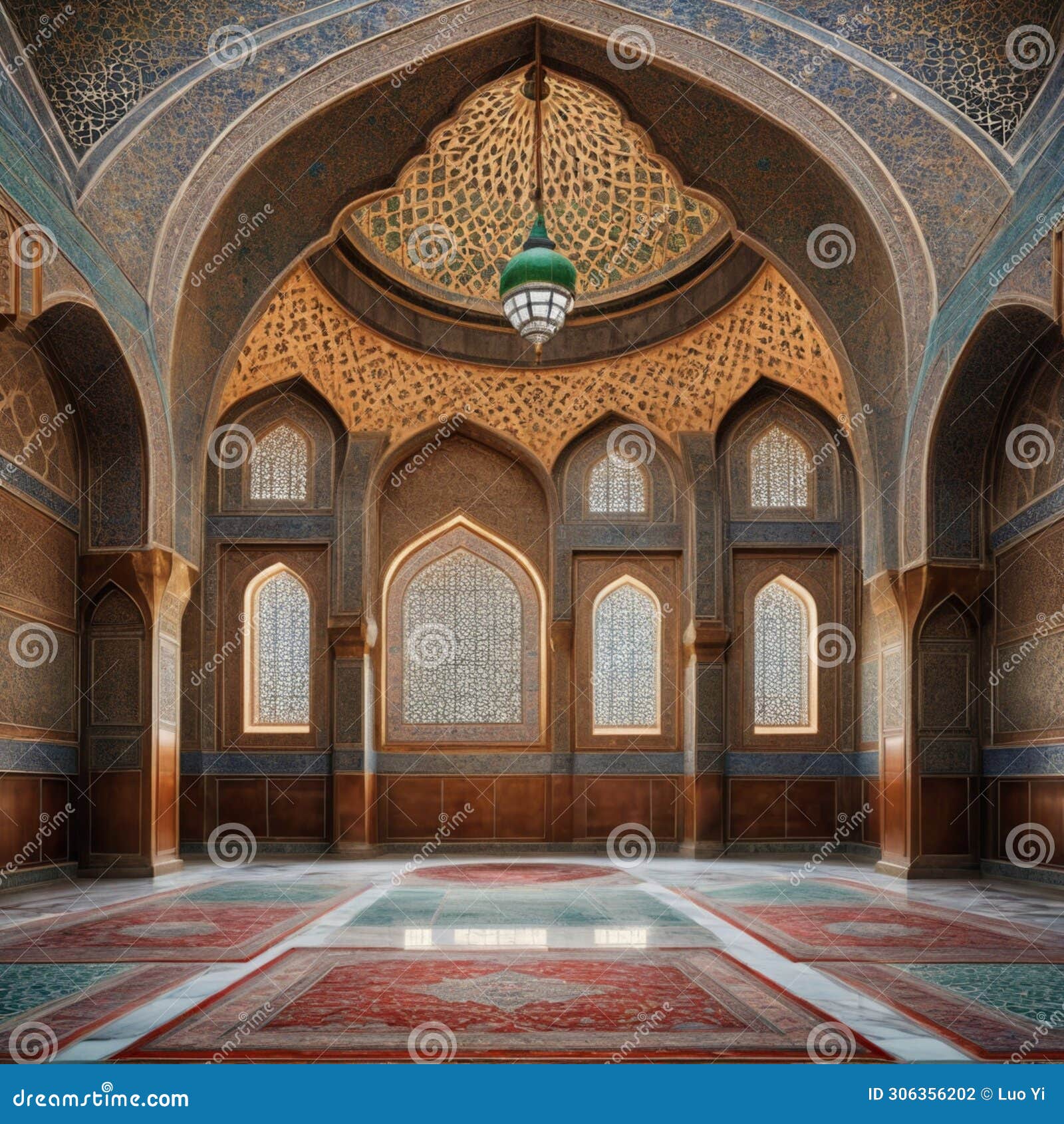 Islamic Mosque Interior Design Stock Illustration - Illustration of ...