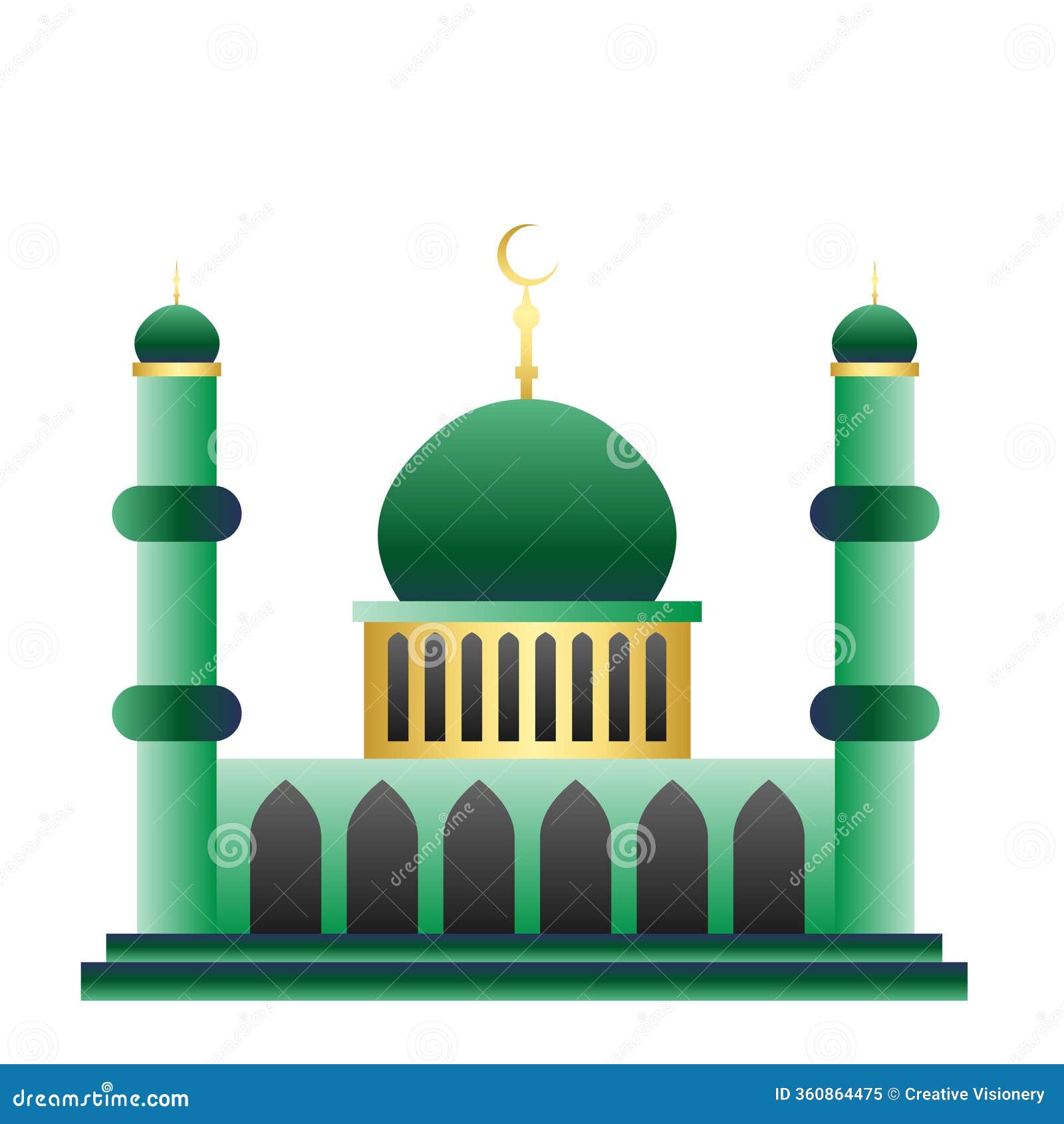 Mosque Landscape Night Background Logo. Islamic Ramadan Vector ...