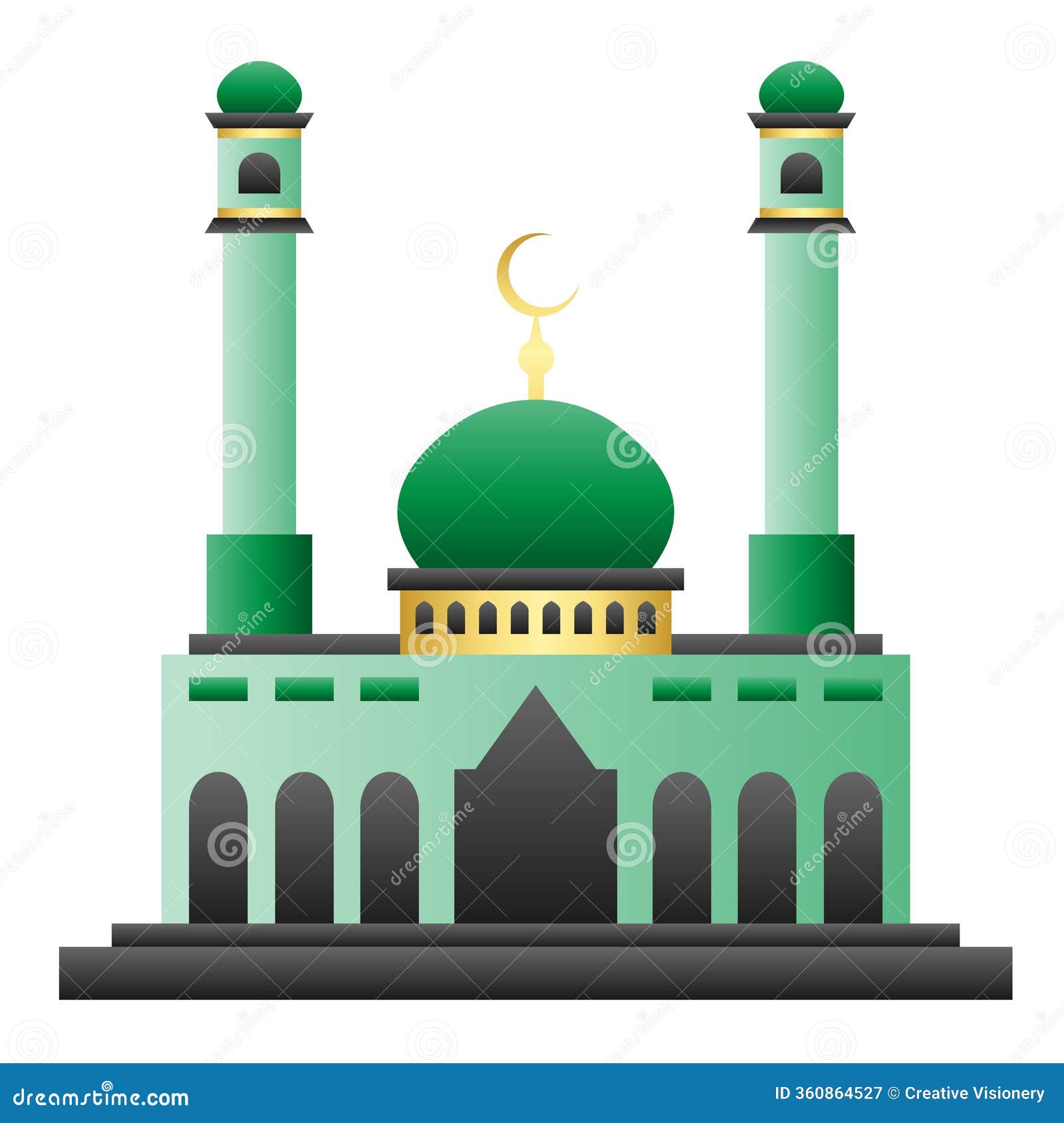 Mosque Landscape Night Background Logo. Islamic Ramadan Vector ...