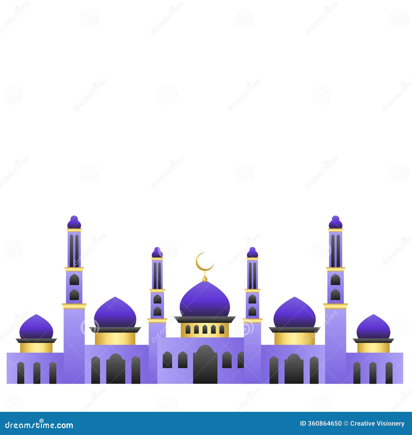 Mosque Landscape Night Background Logo. Islamic Ramadan Vector ...