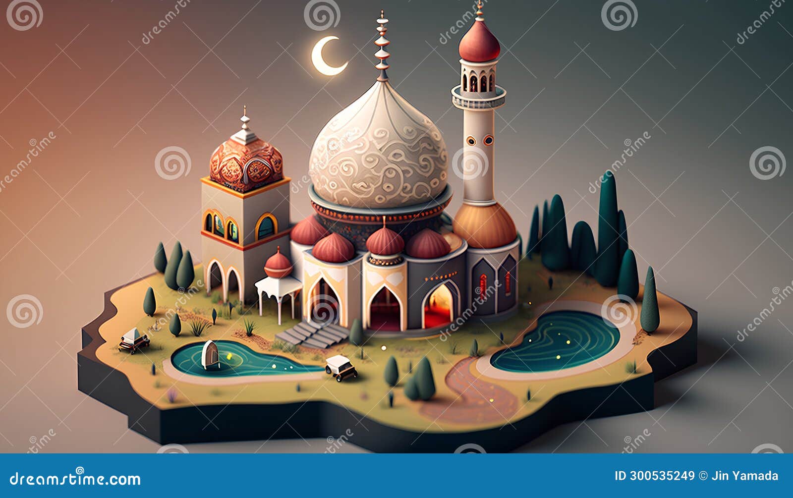 Islamic Mosque on the Map Isometric View 3d Rendering Stock ...