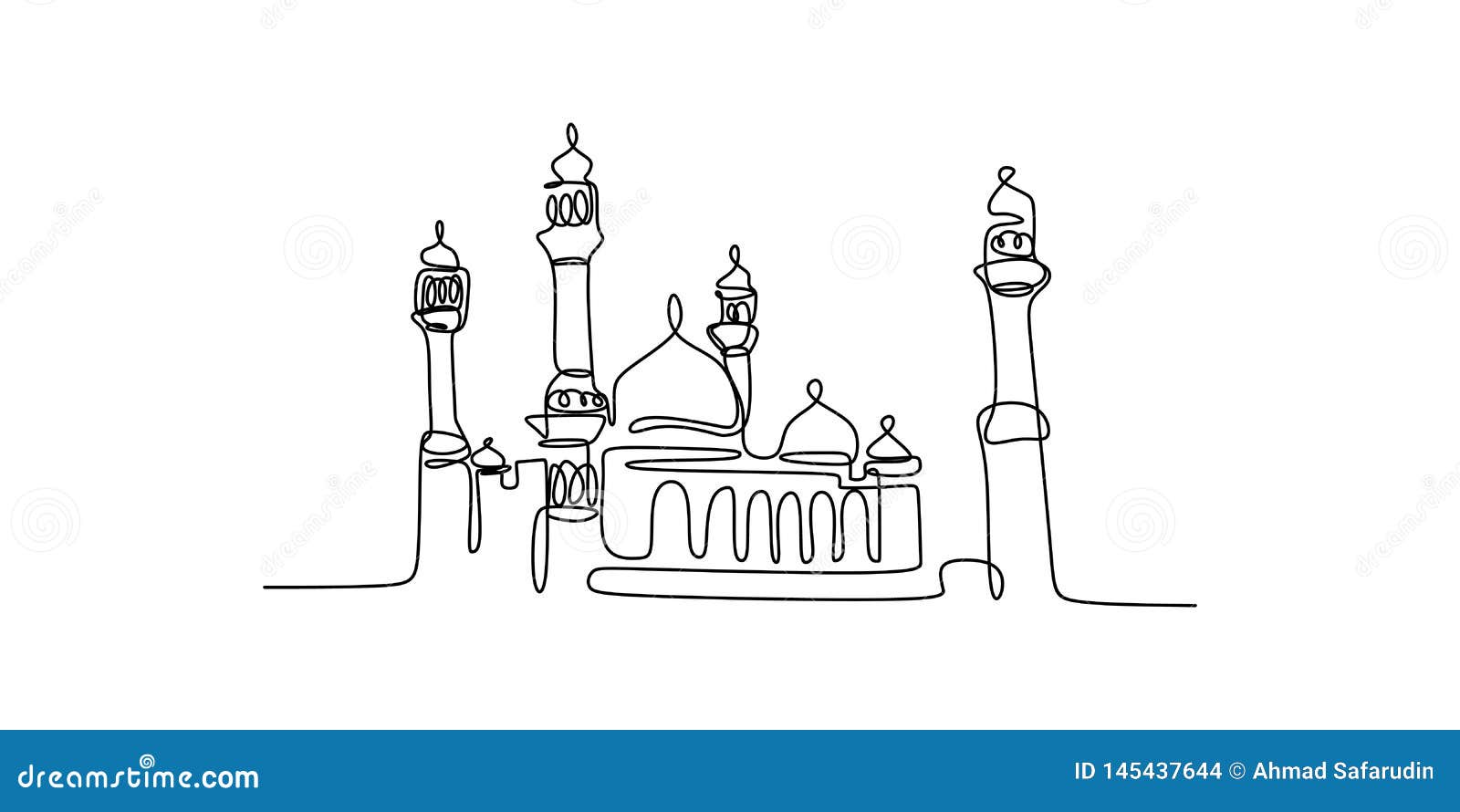 Islamic Mosque One Line Drawing Vector Illustration Minimalist Design ...