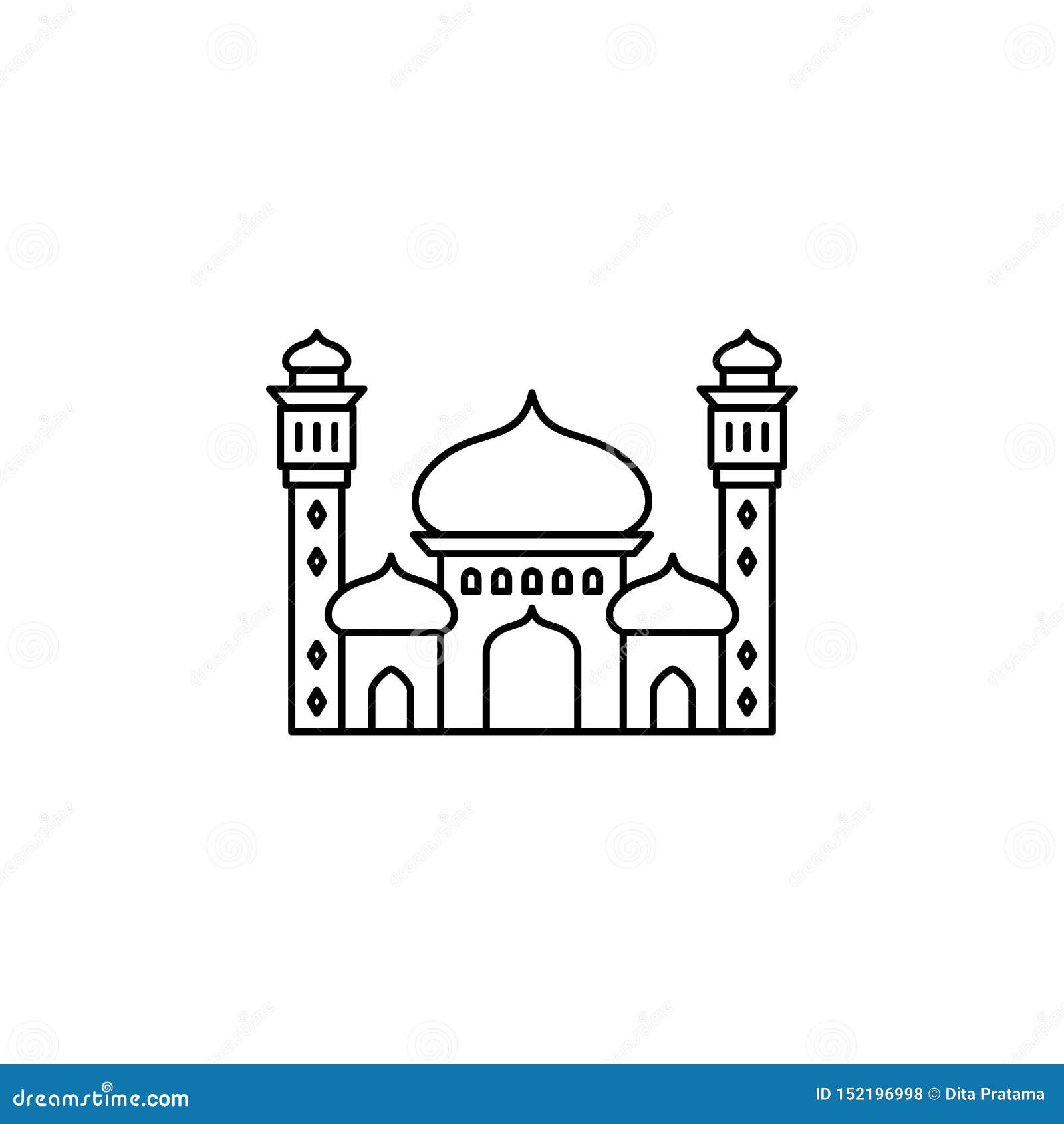 Islamic Mosque Outline Icon. Stock Illustration - Illustration of month ...