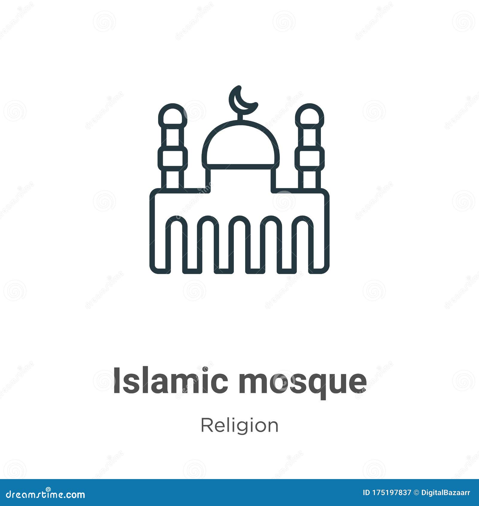 Islamic Mosque Outline Vector Icon. Thin Line Black Islamic Mosque Icon ...