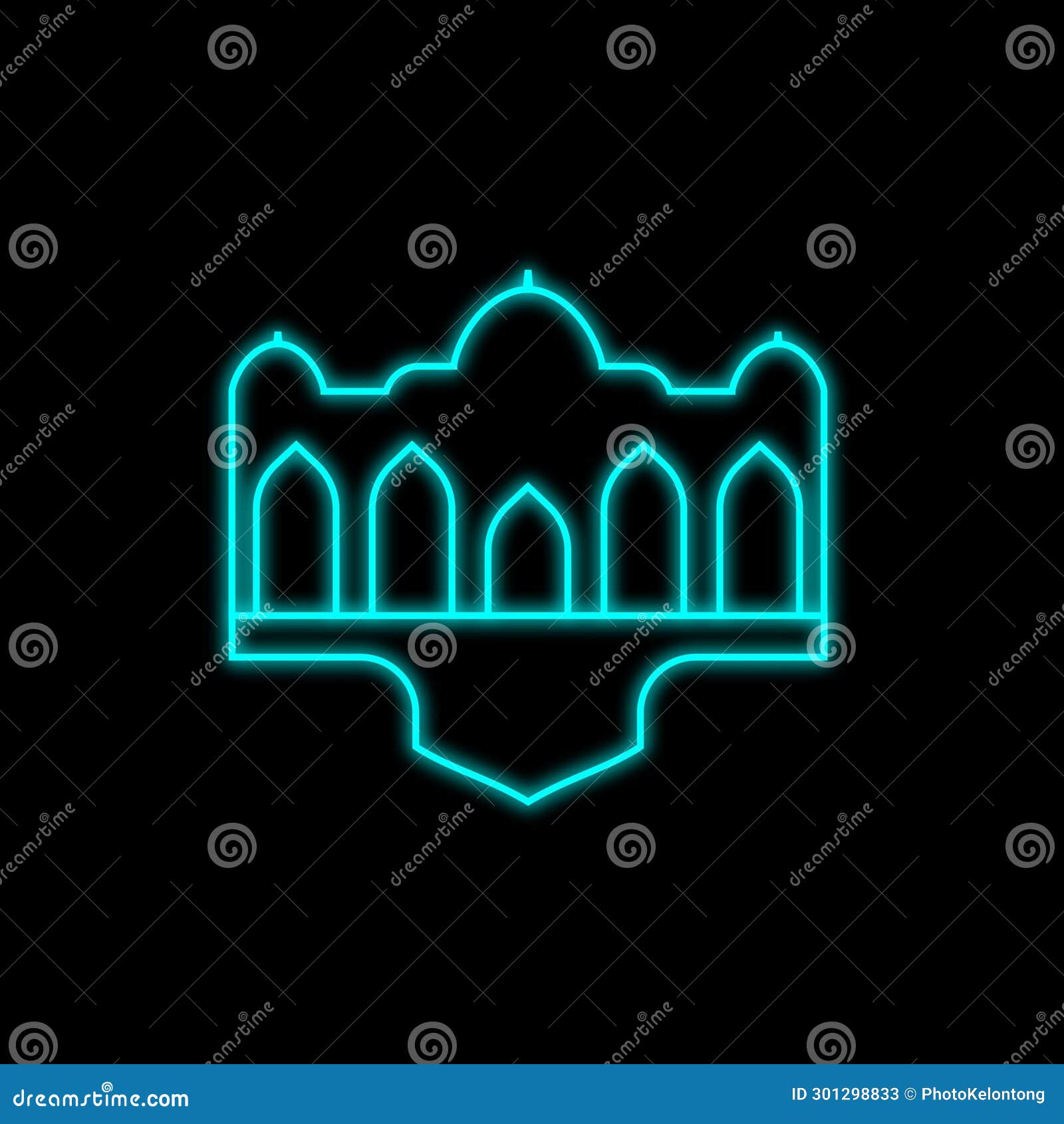 Islamic Neon Mosque Element Stock Illustration - Illustration of ...
