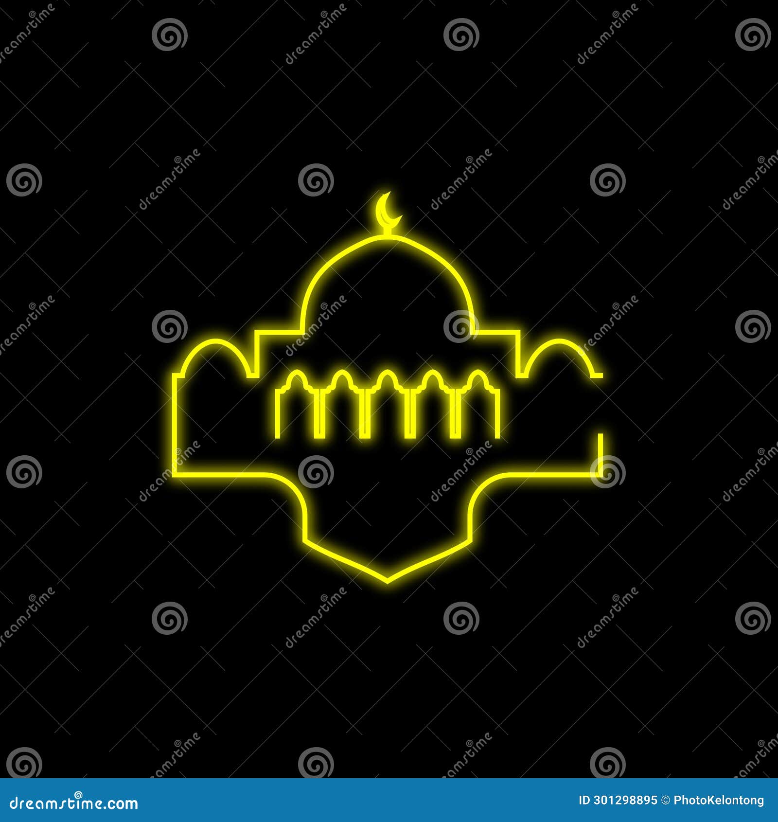 Islamic Neon Mosque Element Stock Illustration - Illustration of arabic ...