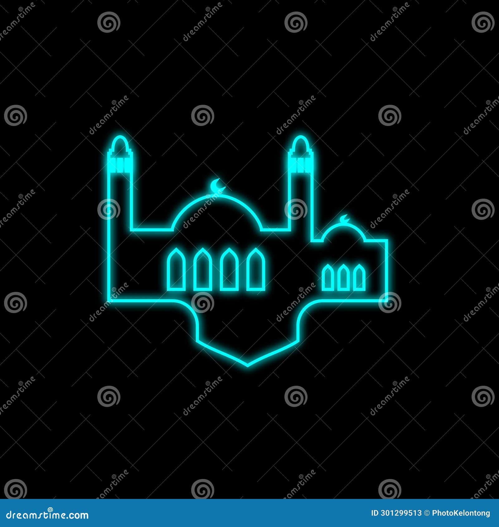 Islamic Neon Mosque Element Stock Illustration - Illustration of ...