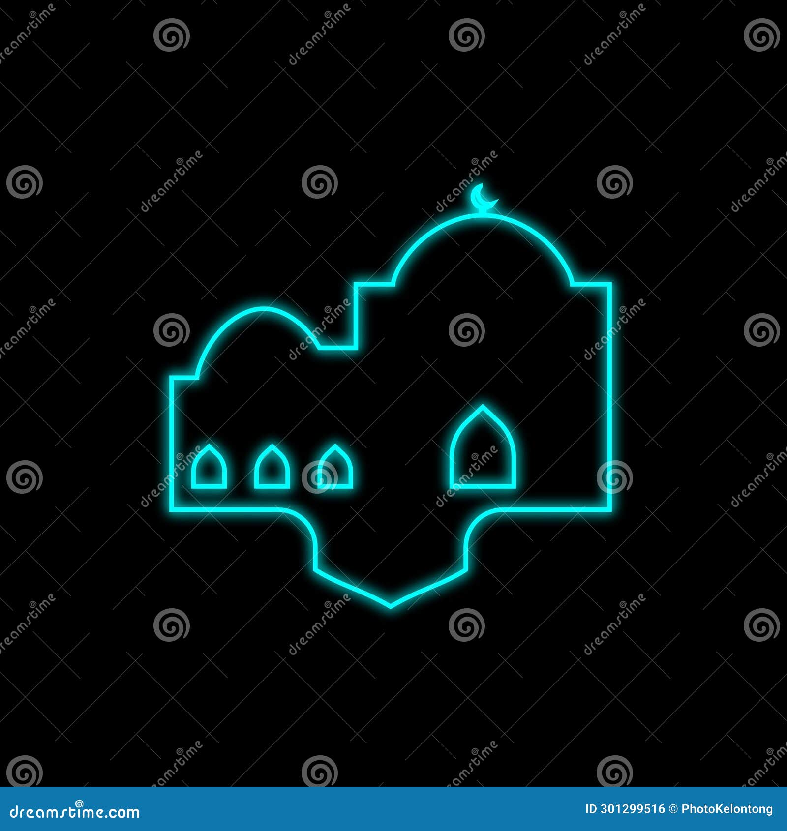 Islamic Neon Mosque Element Stock Illustration - Illustration of ...