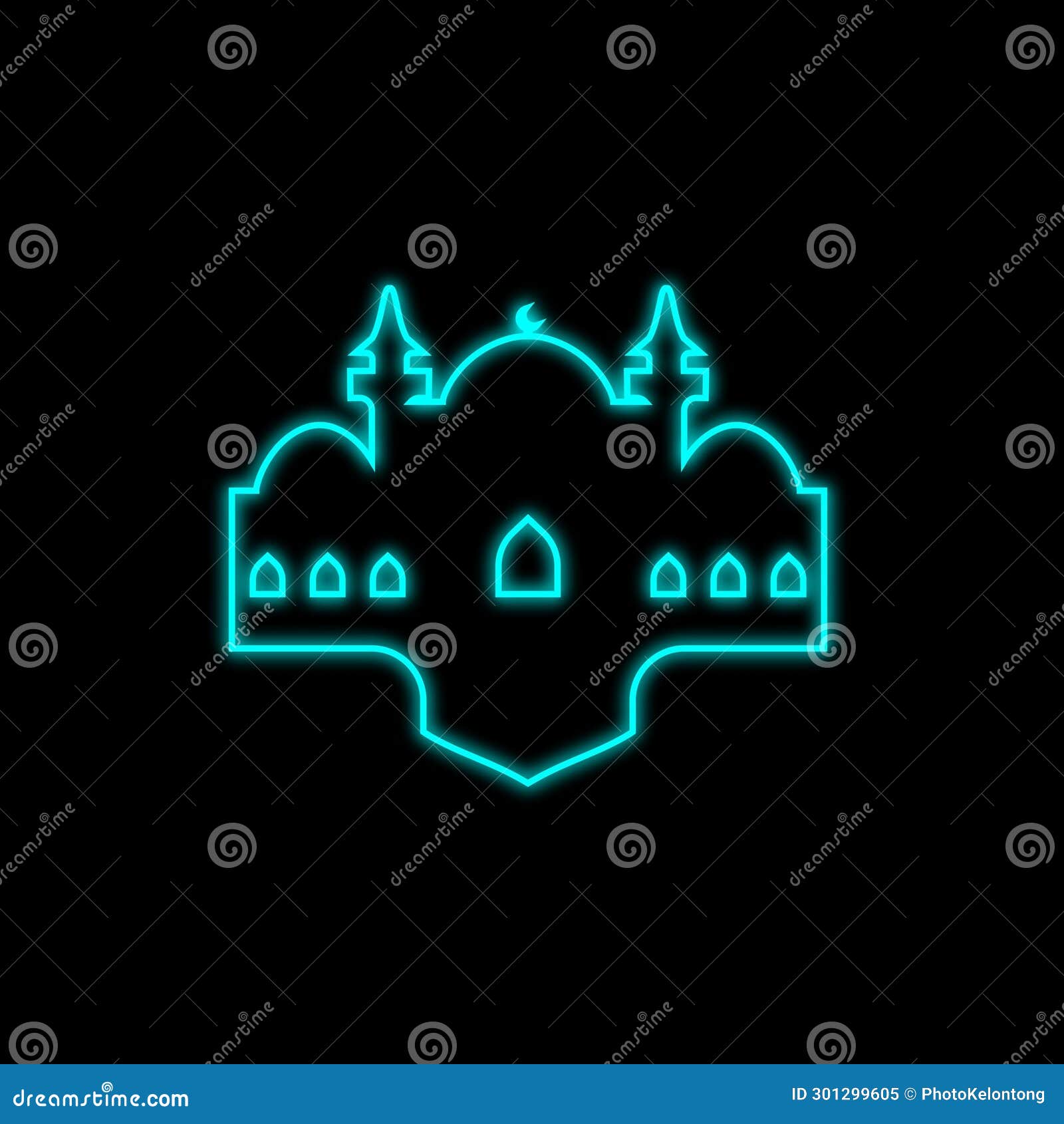 Islamic Neon Mosque Element Stock Illustration - Illustration of ...