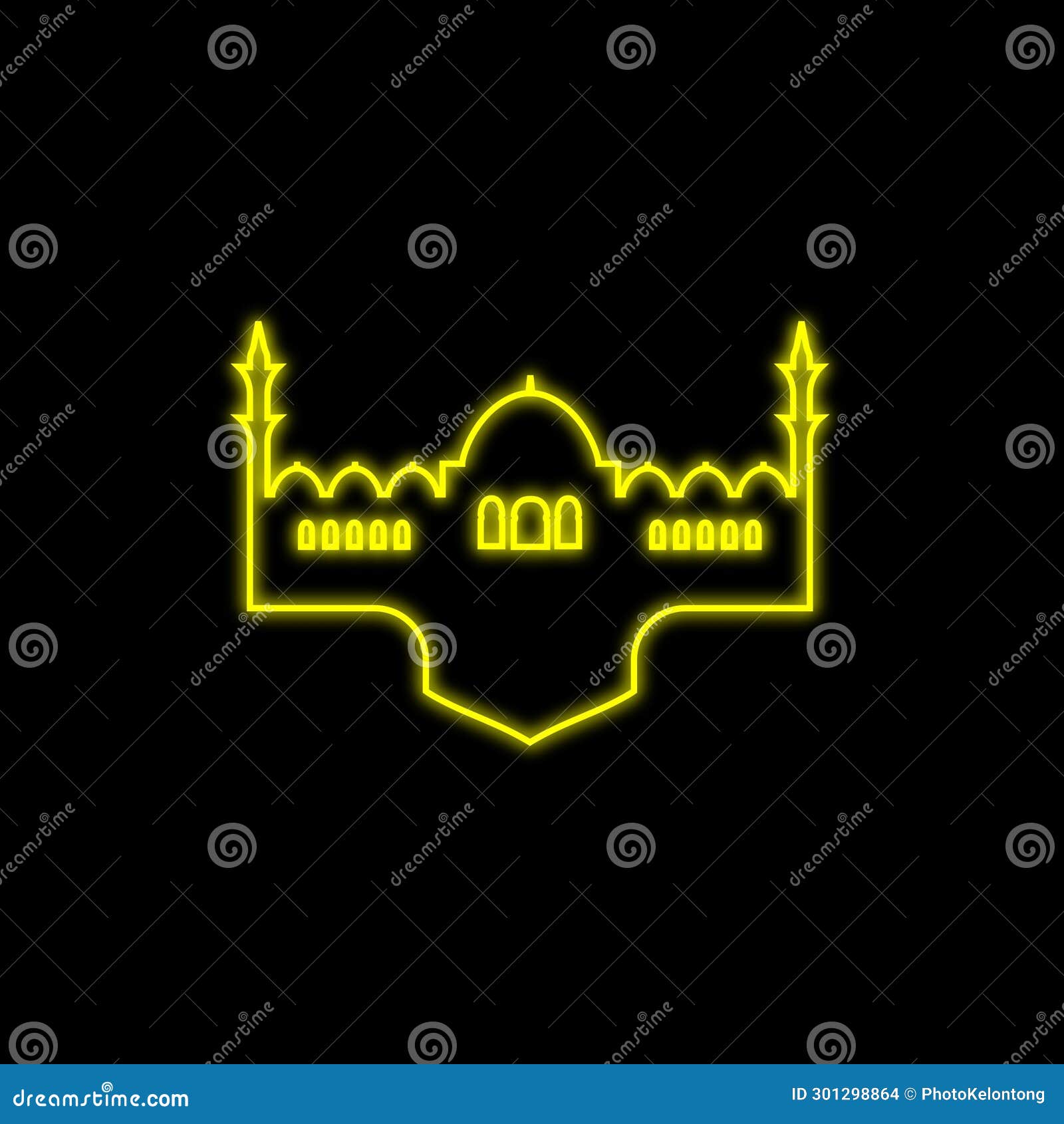Islamic Neon Mosque Element Stock Illustration - Illustration of ...
