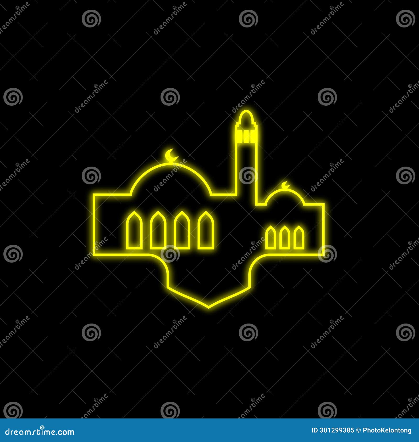 Islamic Neon Mosque Element Stock Illustration - Illustration of neon ...