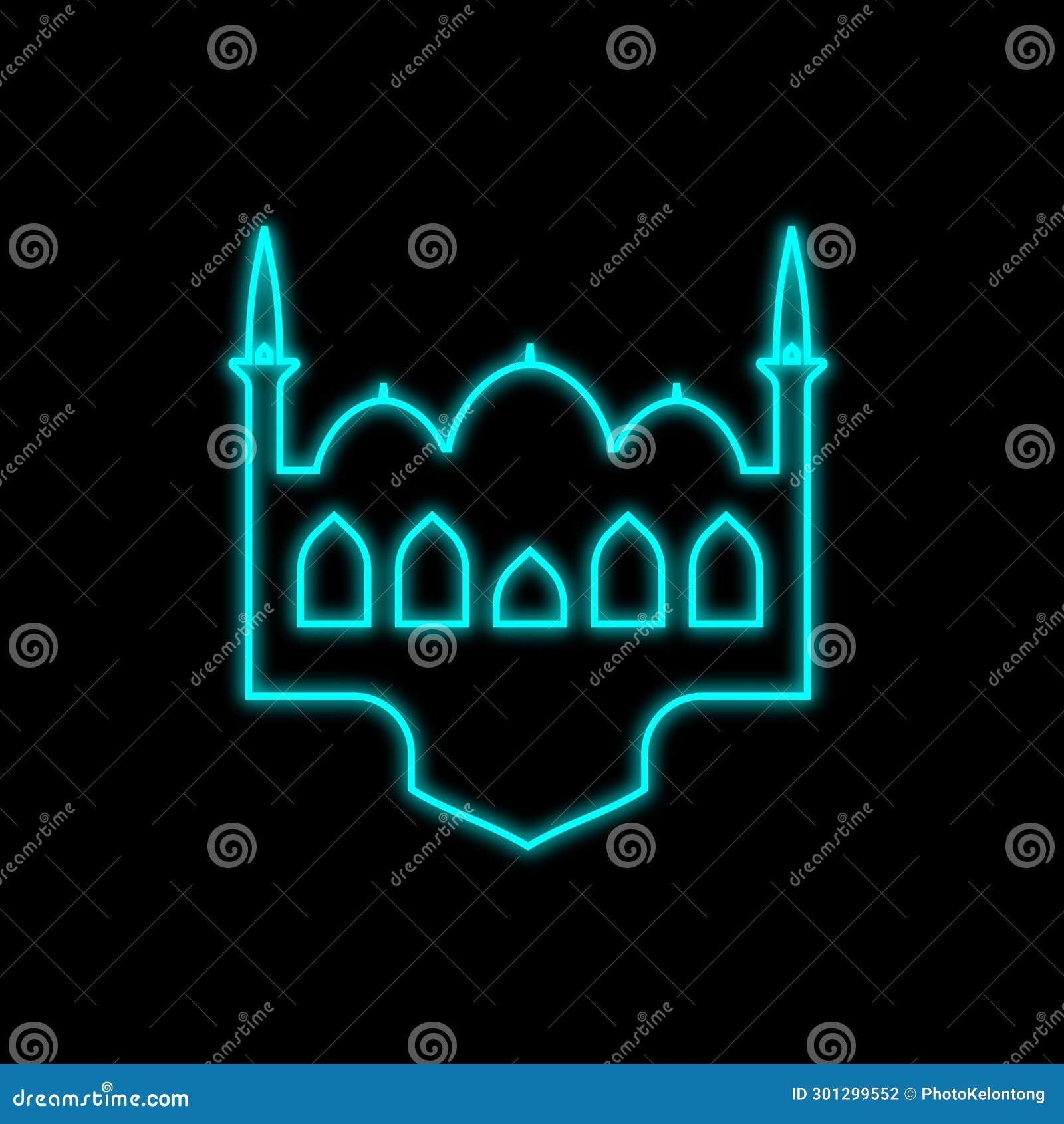 Islamic Neon Mosque Element Stock Illustration - Illustration of ...