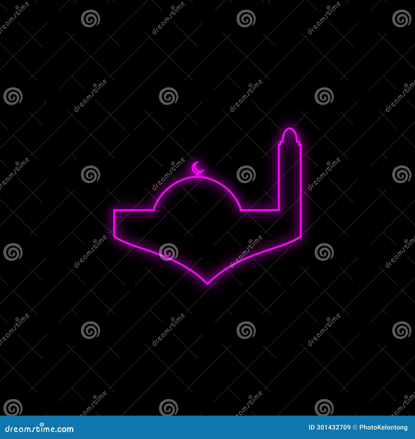 Islamic Neon Mosque stock illustration. Illustration of glow - 301432709