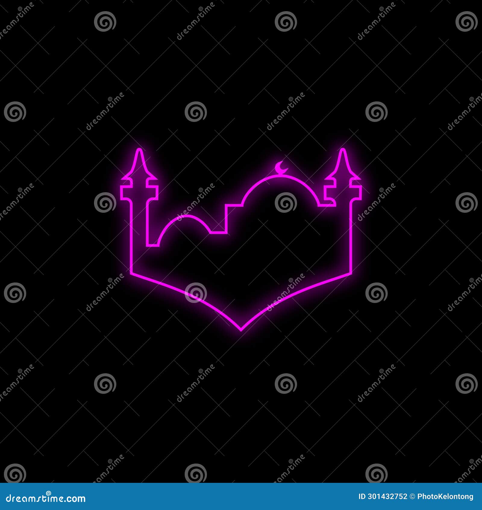 Islamic Neon Mosque stock illustration. Illustration of line - 301432752