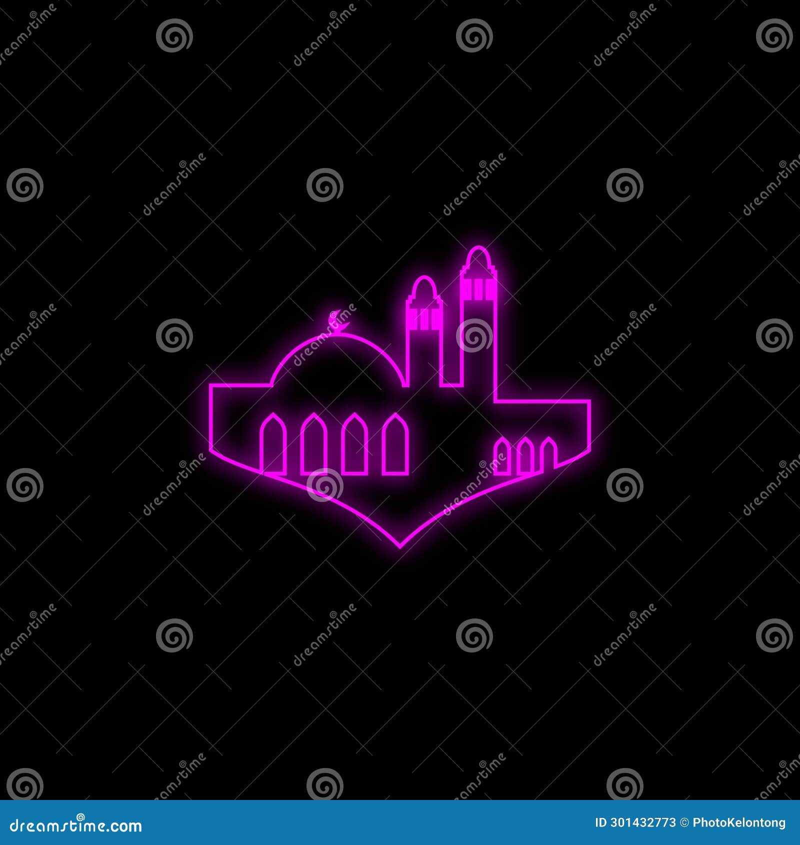 Islamic Neon Mosque stock illustration. Illustration of template ...