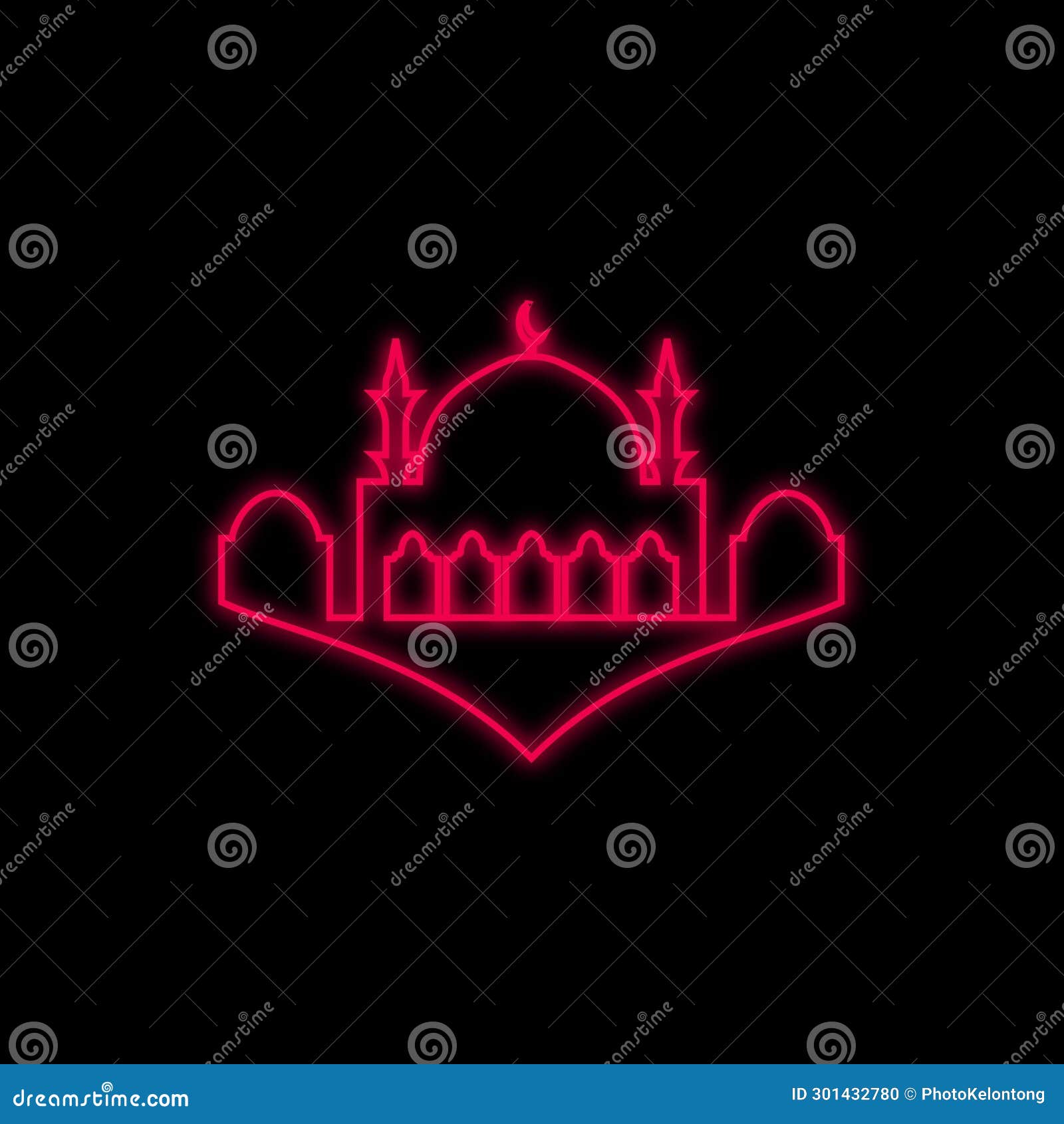 Islamic Neon Mosque stock illustration. Illustration of typography ...