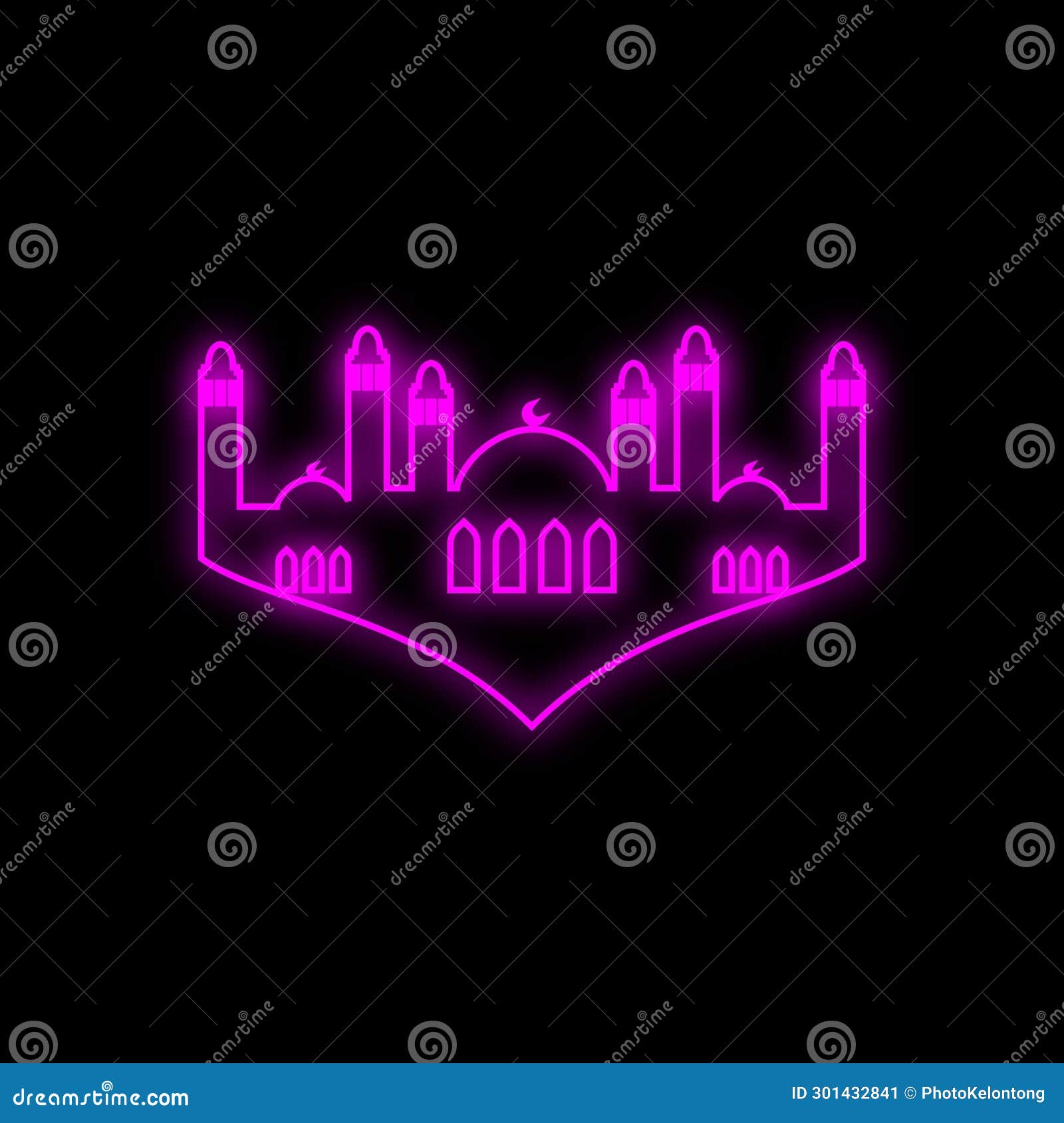 Islamic Neon Mosque stock illustration. Illustration of design - 301432841