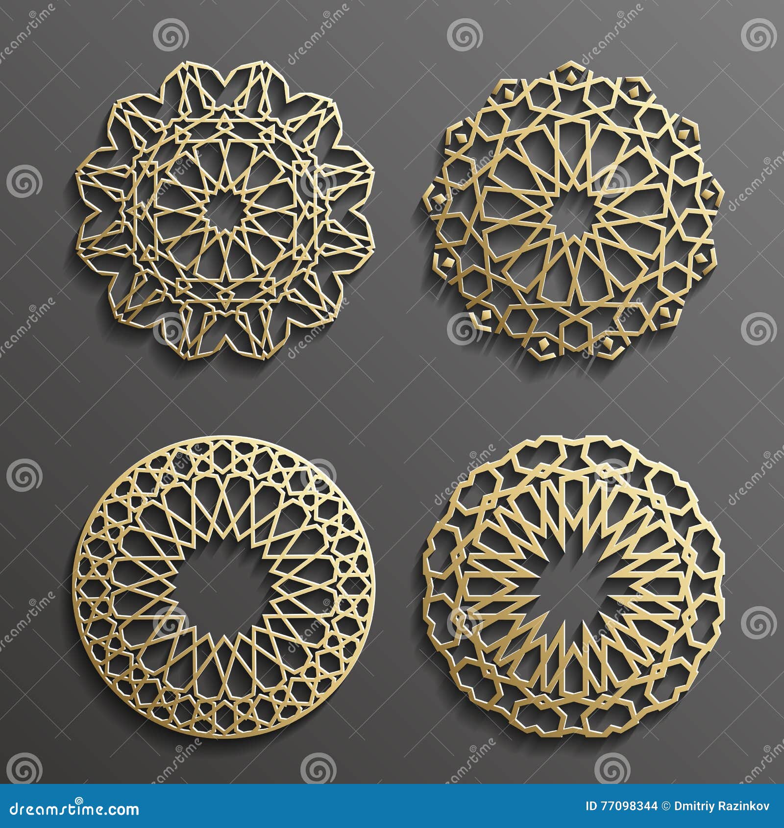 Islamic Ornament Vector , Persian Motiff . 3d Ramadan Round Pattern ...
