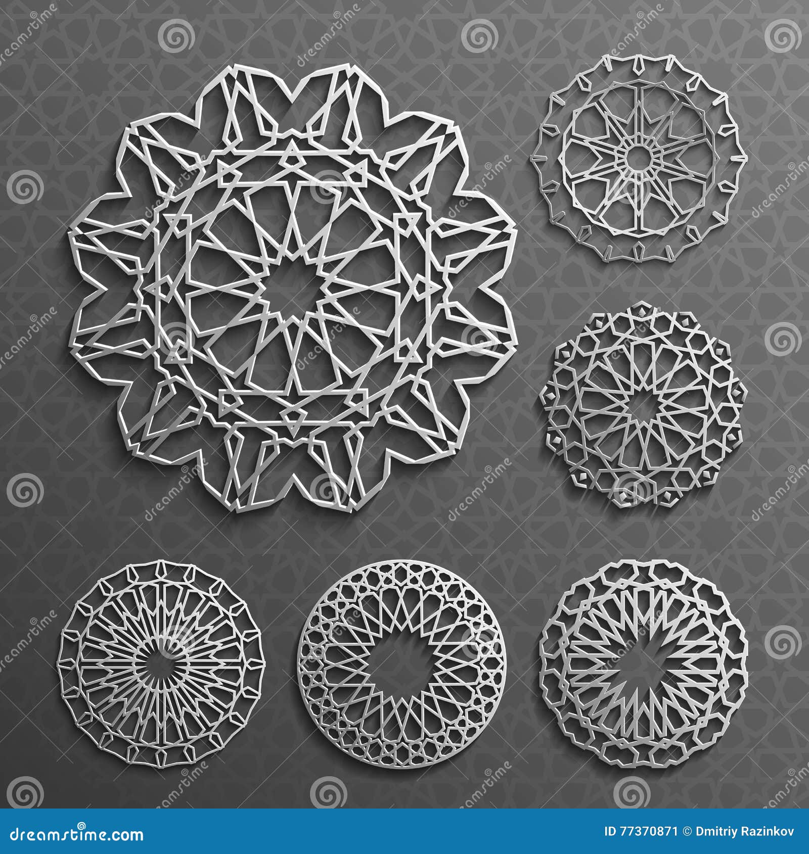 Islamic Ornament Vector , Persian Motiff . 3d Ramadan Round Pattern ...