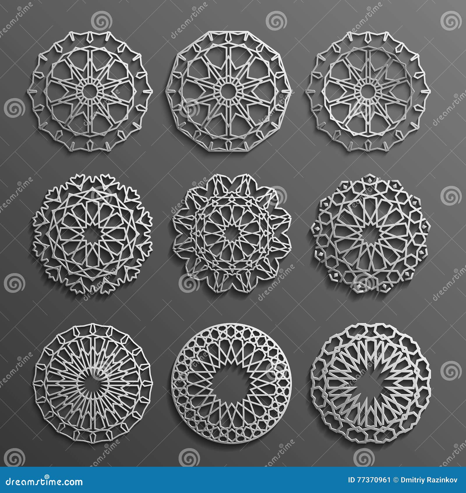 Islamic Ornament Vector , Persian Motiff . 3d Ramadan Round Pattern ...