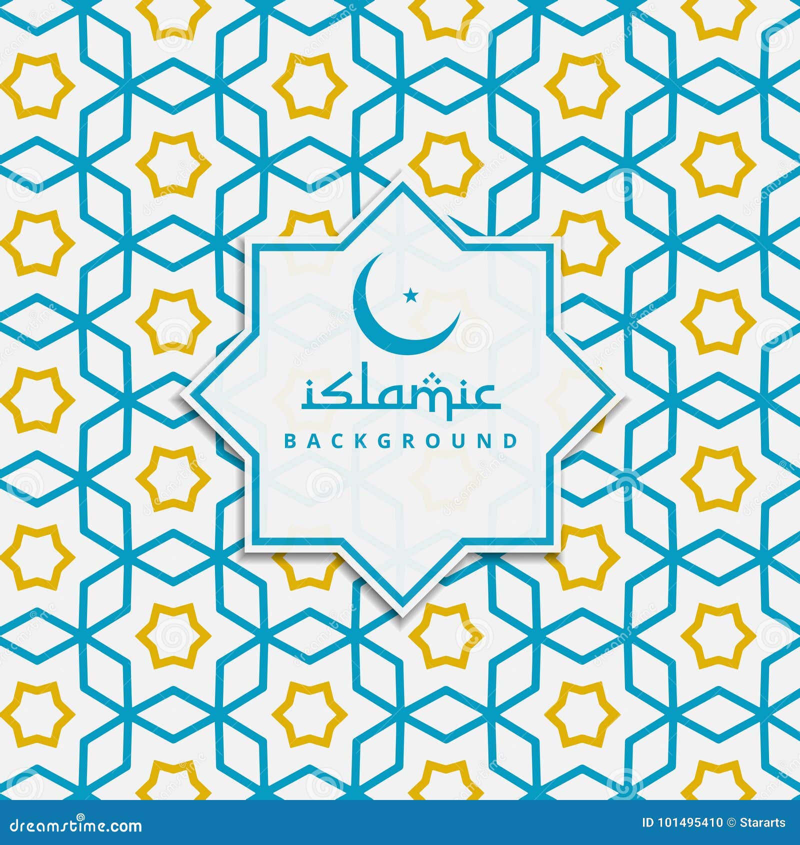 Islamic Pattern Background in Blue and Yellow Color Stock Vector ...