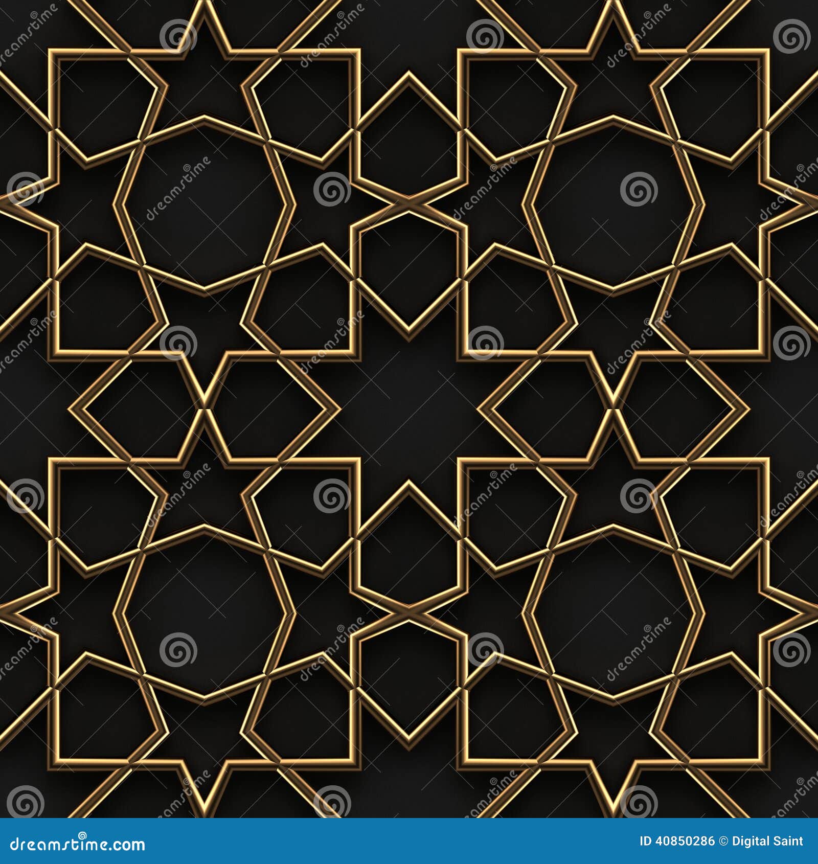 Islamic Pattern | Black and Gold | Seamless Stock Illustration ...