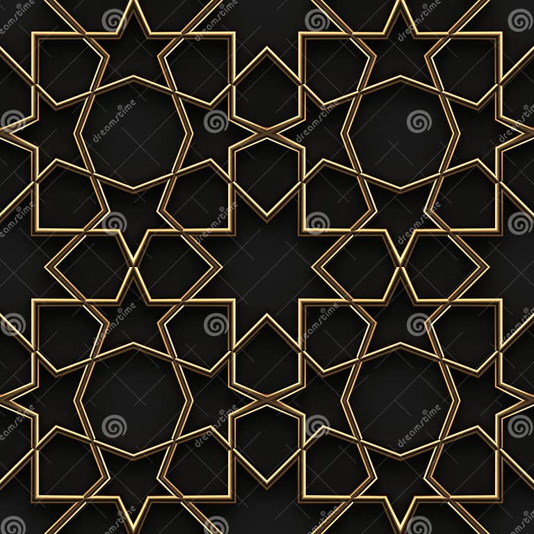 Islamic Pattern | Black and Gold | Seamless Stock Illustration ...