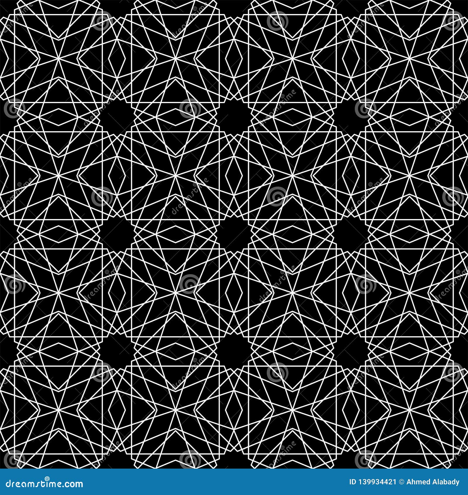 Seamless Islamic Pattern Black and White Vector Illustration Stock ...