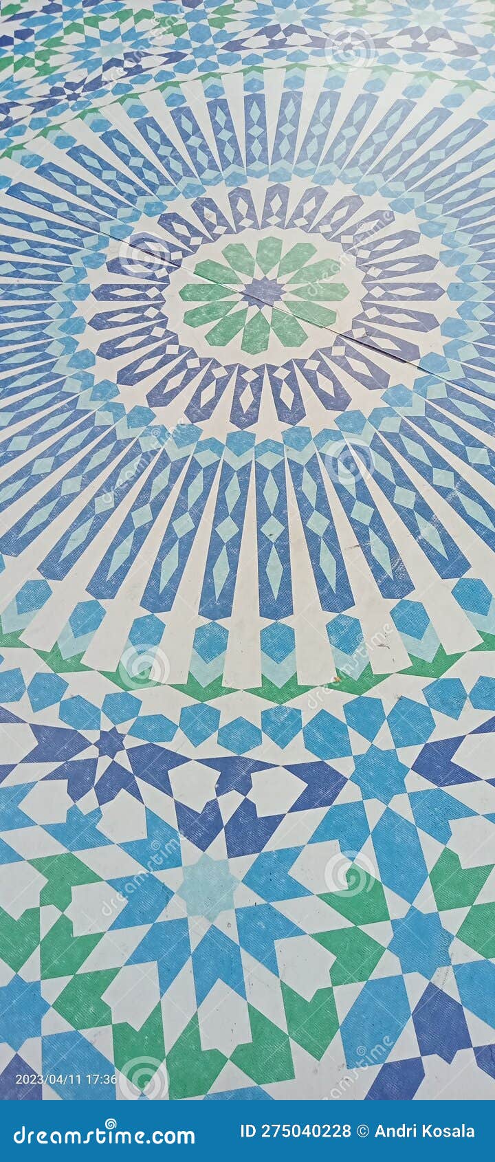 Islamic Patterns on the White Floor are Blue Stock Photo - Image of ...